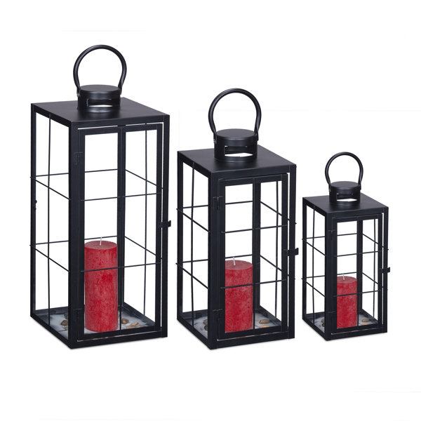 Relaxdays Set of 3 lanterns in black | Wayfair.co.uk