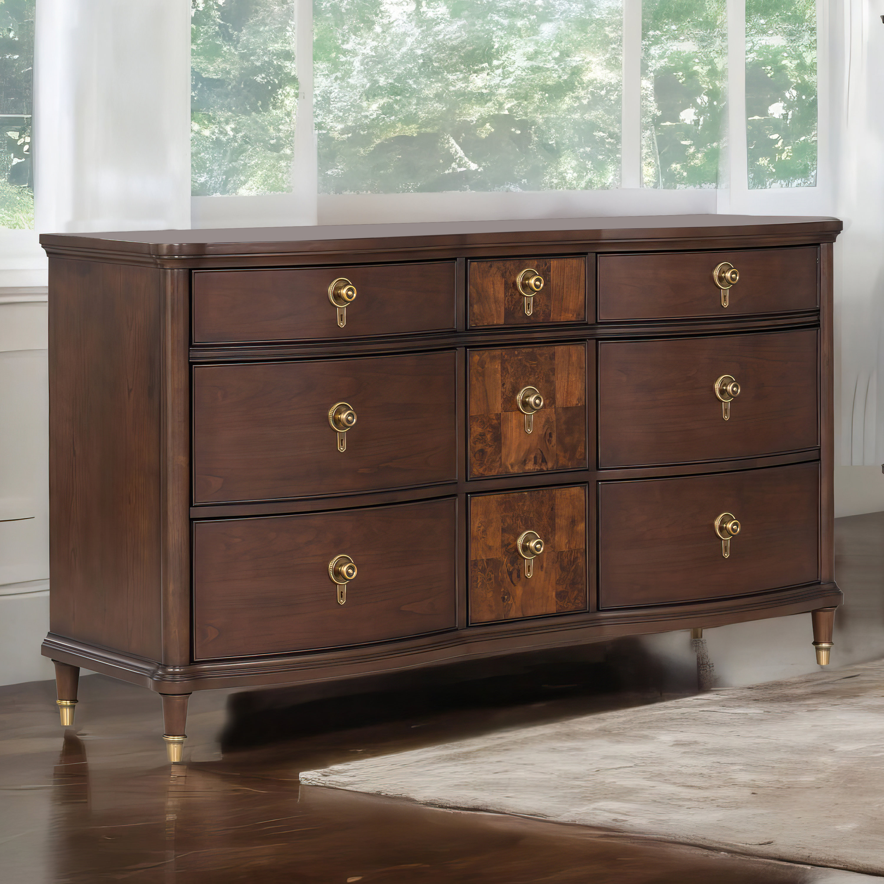 House of Hampton® Penelope 9-Drawer Dresser With Felt-Lined Top Drawers ...