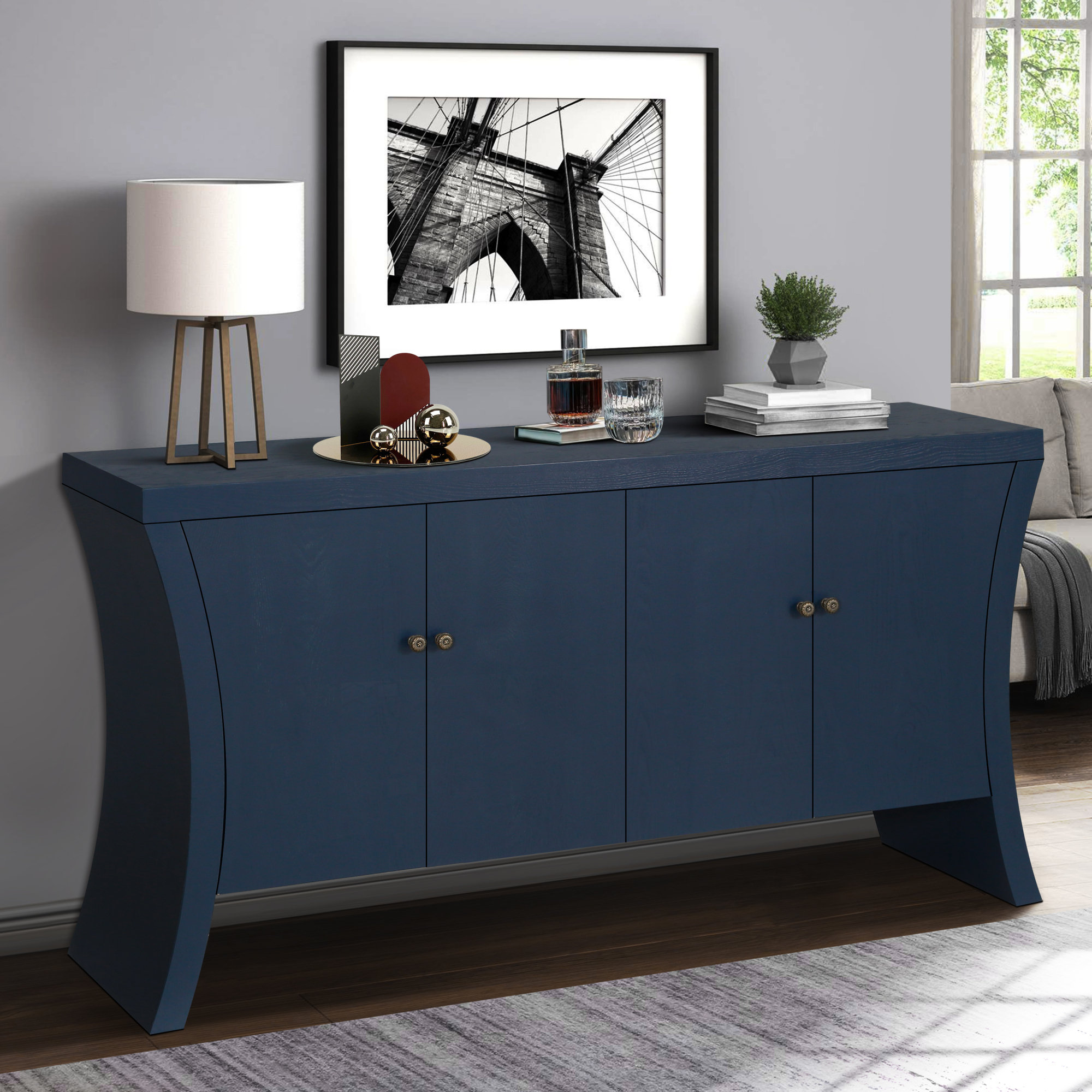 Lark Manor Advanced Storage Credenza Mdf Industrial Living Room ...