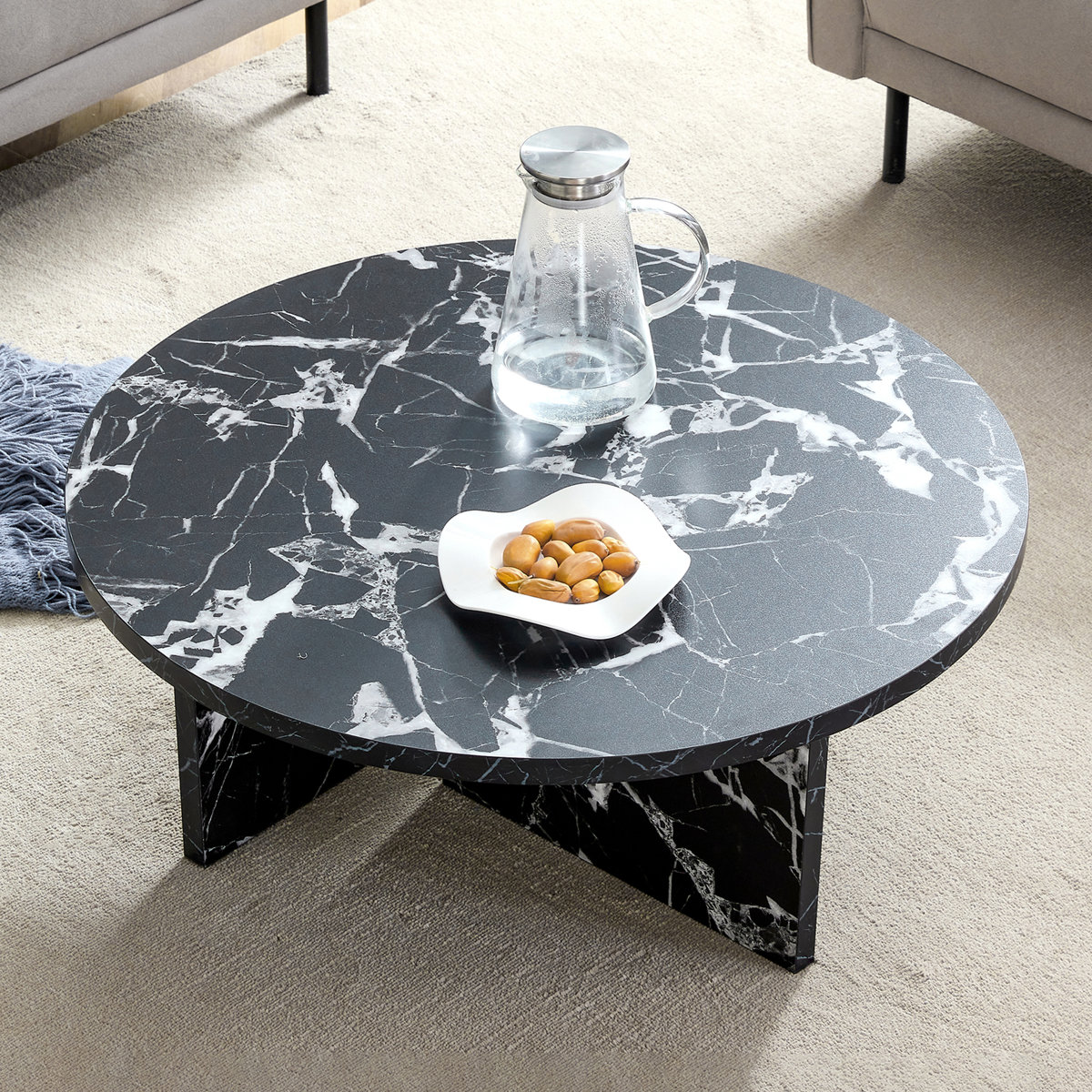 Ivy Bronx 31.5" Wooden Round Coffee Table Low Center Table | Wayfair