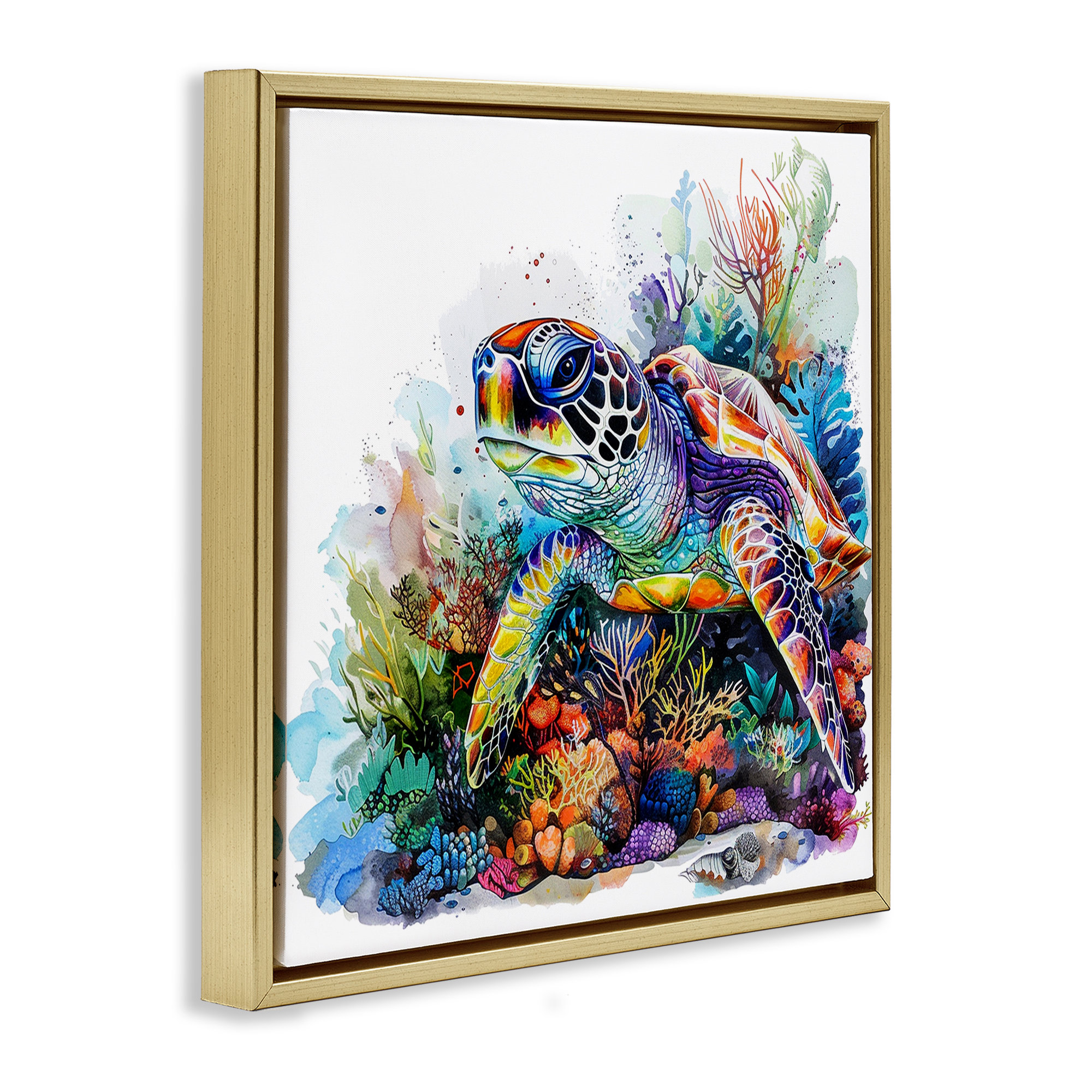 Bay Isle Home™ Aquatic Sea Turtle Framed Floater Canvas Wall Art by LSR ...