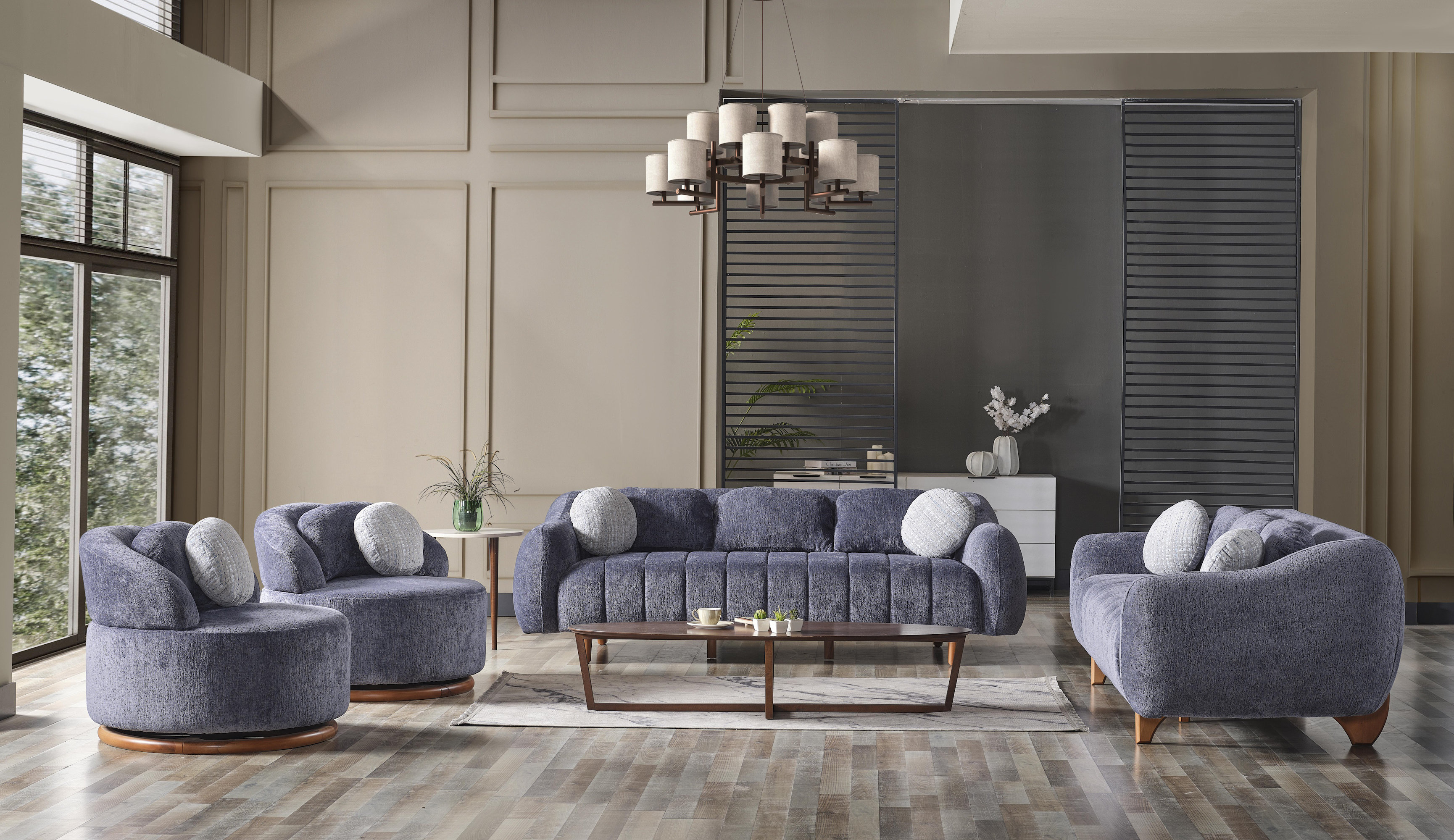 Hokku Designs Bandek Chenille 3-Piece Sofa Set | Wayfair