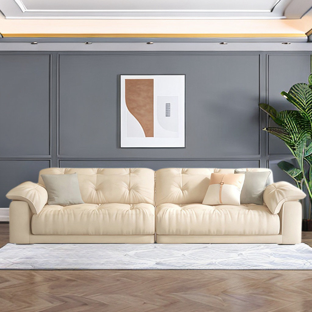 PULOSK 109.45" Creamy White 100% Polyester Modular Sofa cushion couch ...