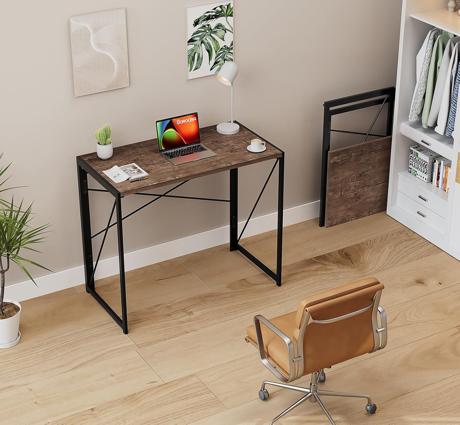 BLASIVE Small Folding Desk 31.5 Inch Foldable Computer Desks Spaces ...