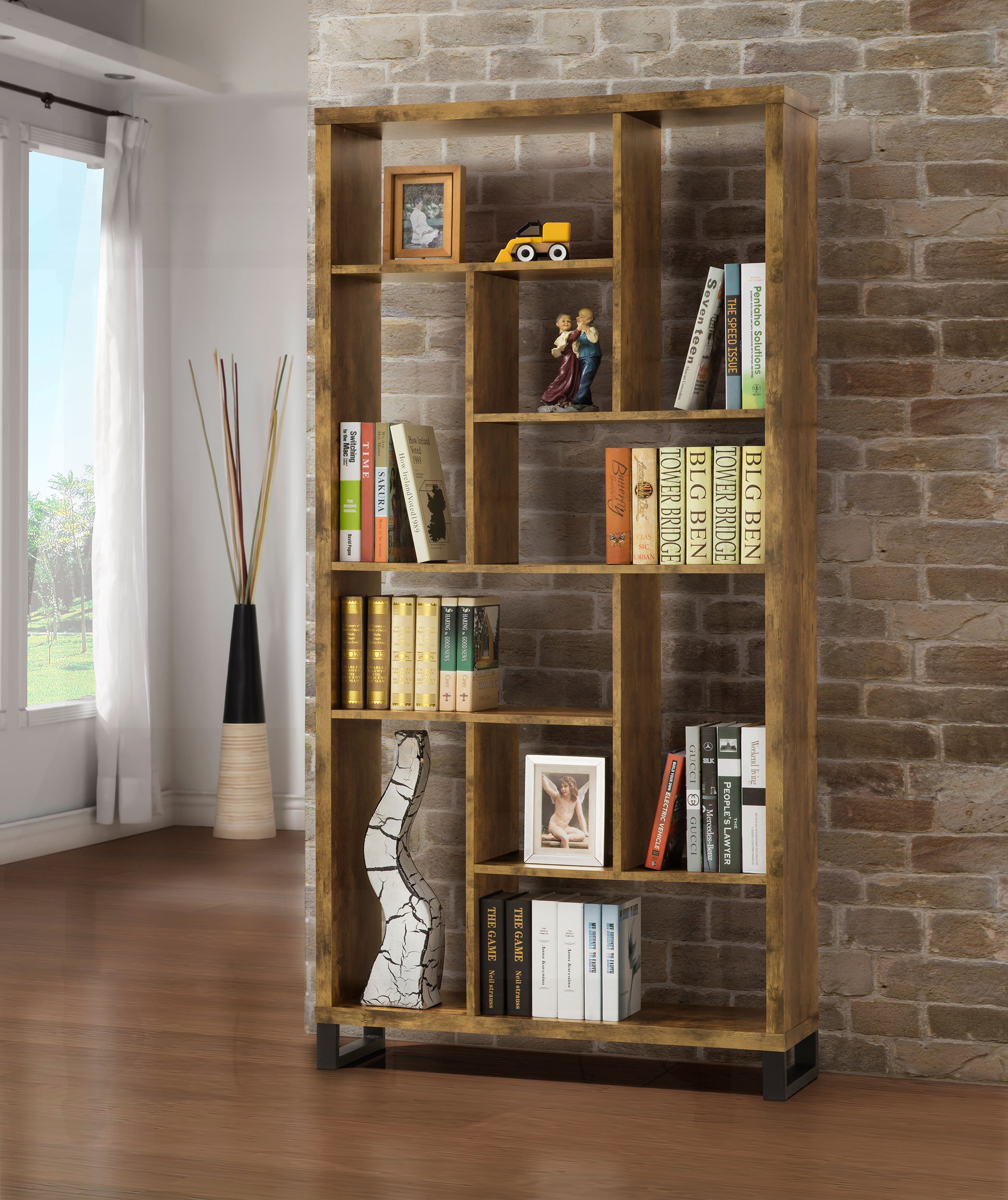 17 Stories Versatile Industrial Bookcase with Multiple Shelves for Home ...