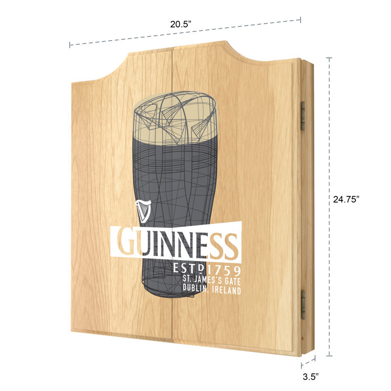 Trademark Global Guinness Line Art Pint Dartboard and Cabinet Set ...