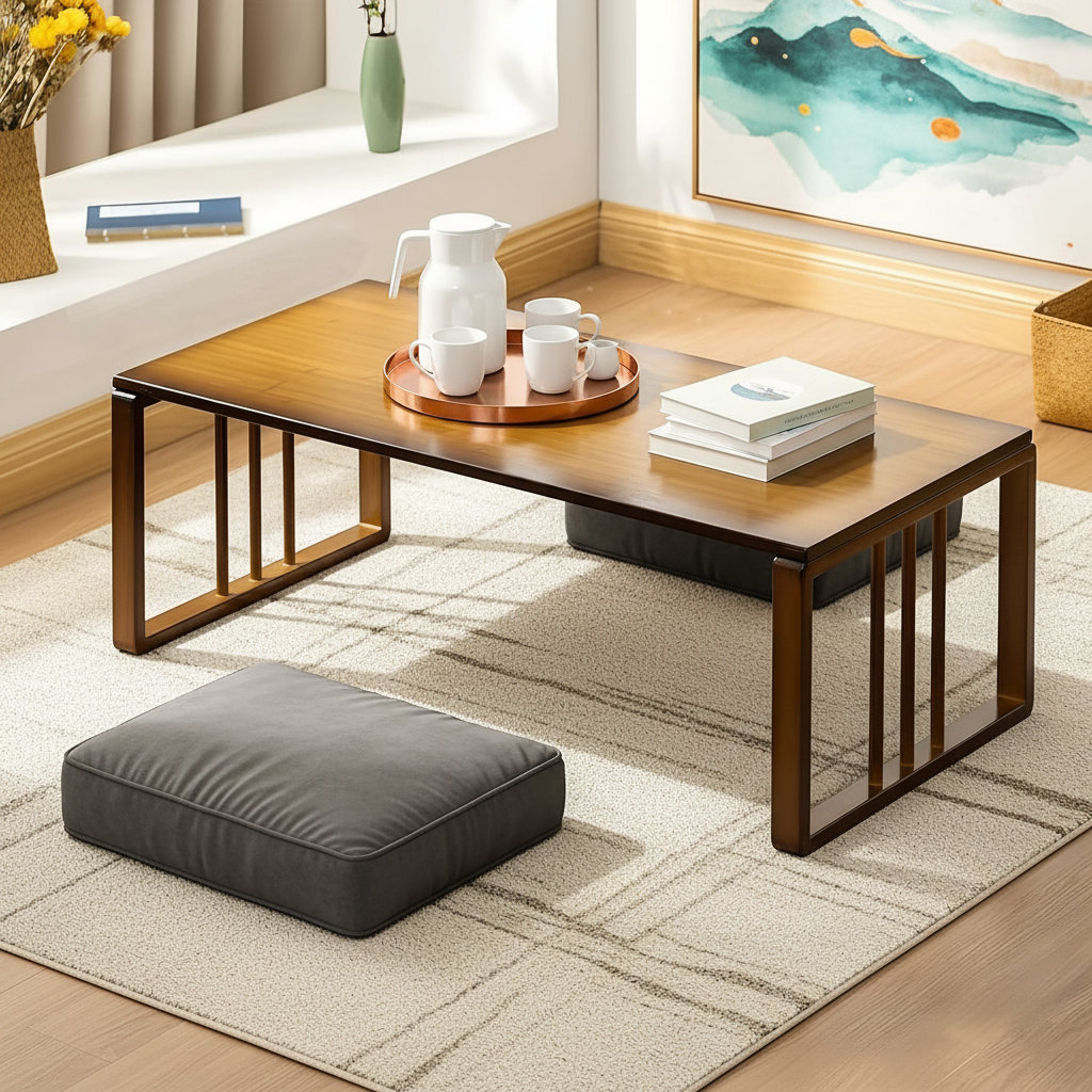 17 Stories Japanese Floor Coffee Table & Bamboo Folding Kotatsu Low ...