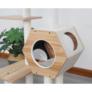 PetPals 44" Wooden Cat Tree with Condo and Scratching Post & Reviews ...