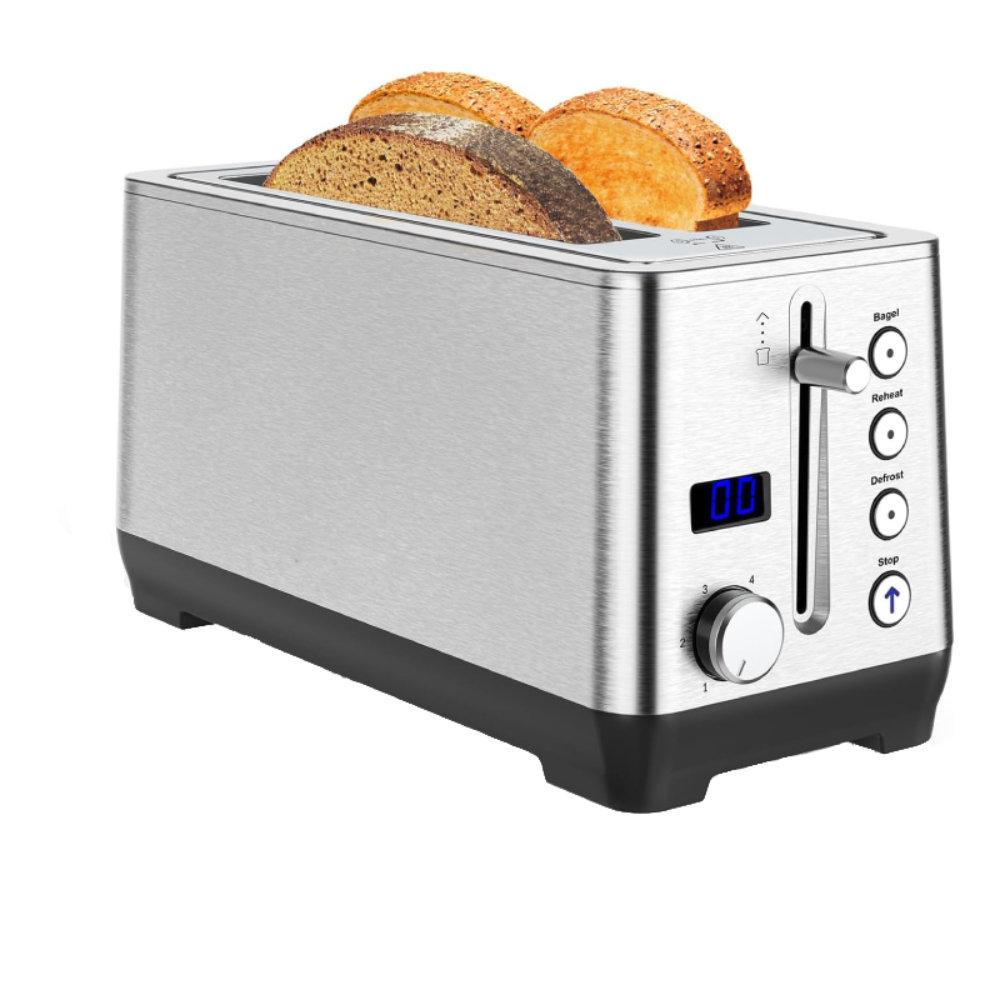 Digitracker Link 4-Slice Brushed Stainless Steel Bread Toaster | Wayfair
