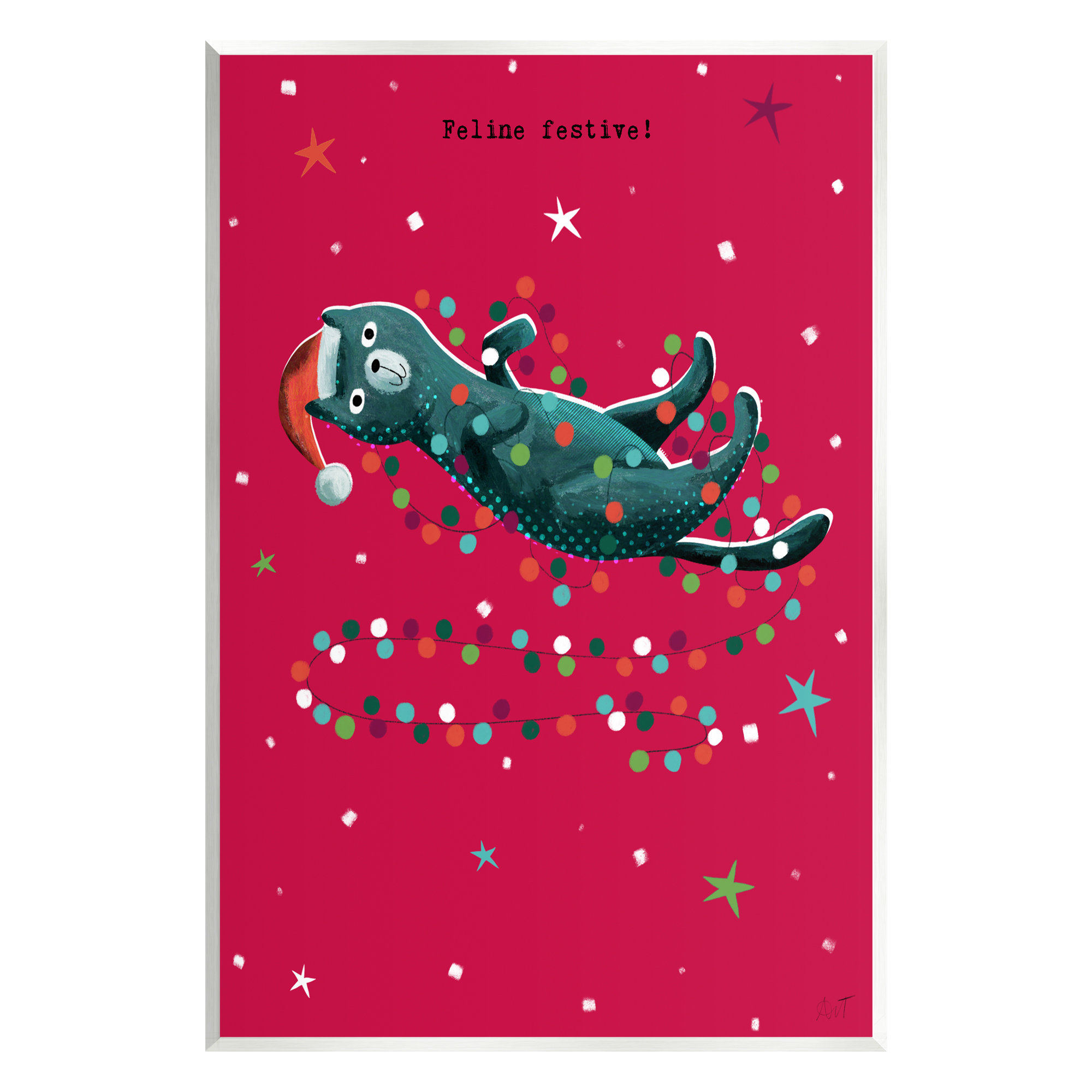 Stupell Industries Feline Festive Christmas Cat by Andrew Thornton ...