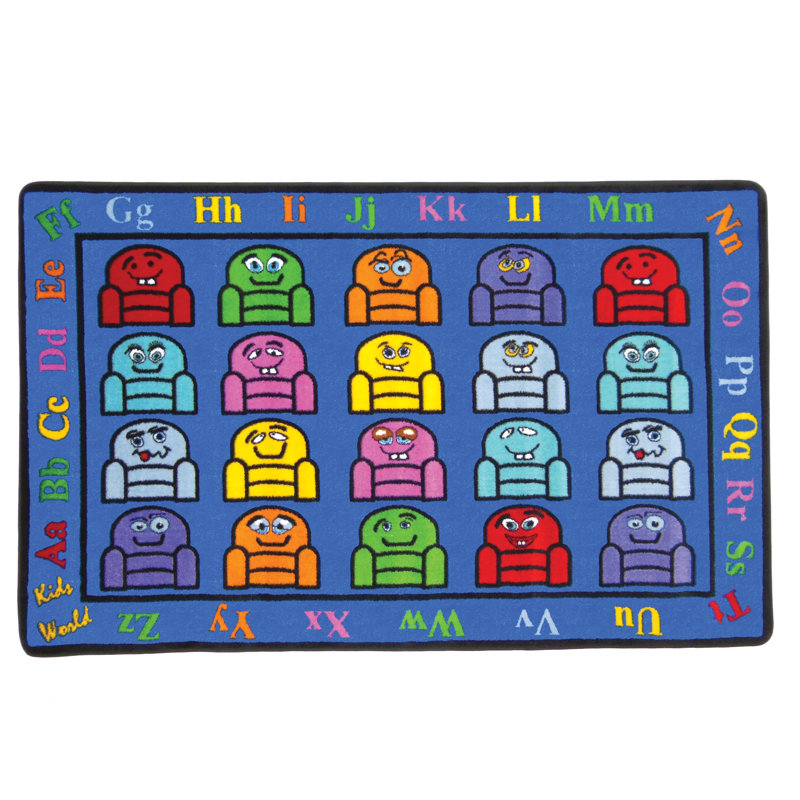 Kids World Carpets Silly Seats Geometric Blue/Red/Green Area Rug ...