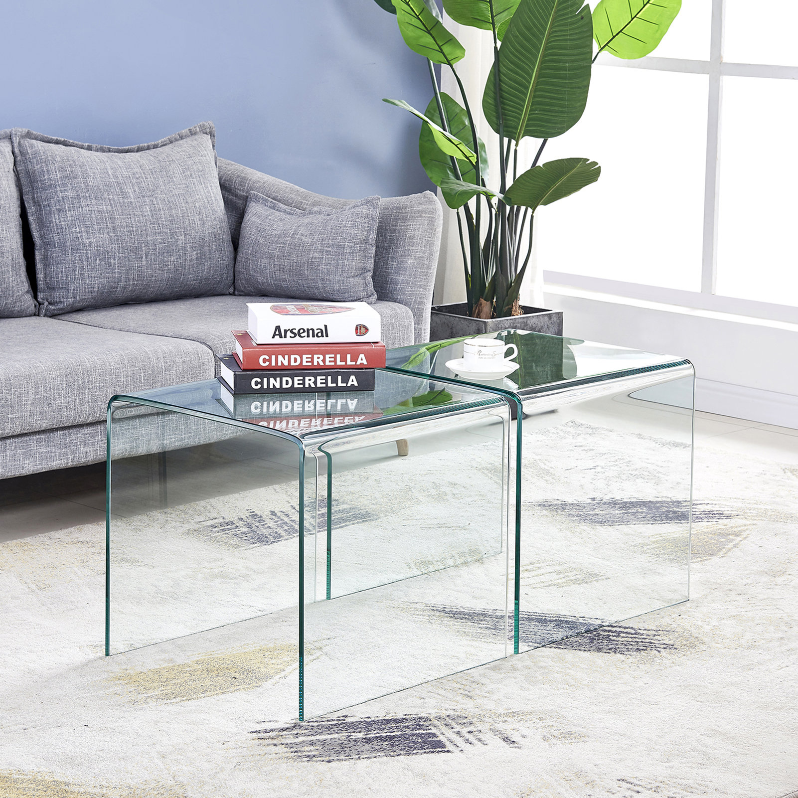 Orren Ellis Coffee Table Non-slip Bottom Modern Design Transparent ...