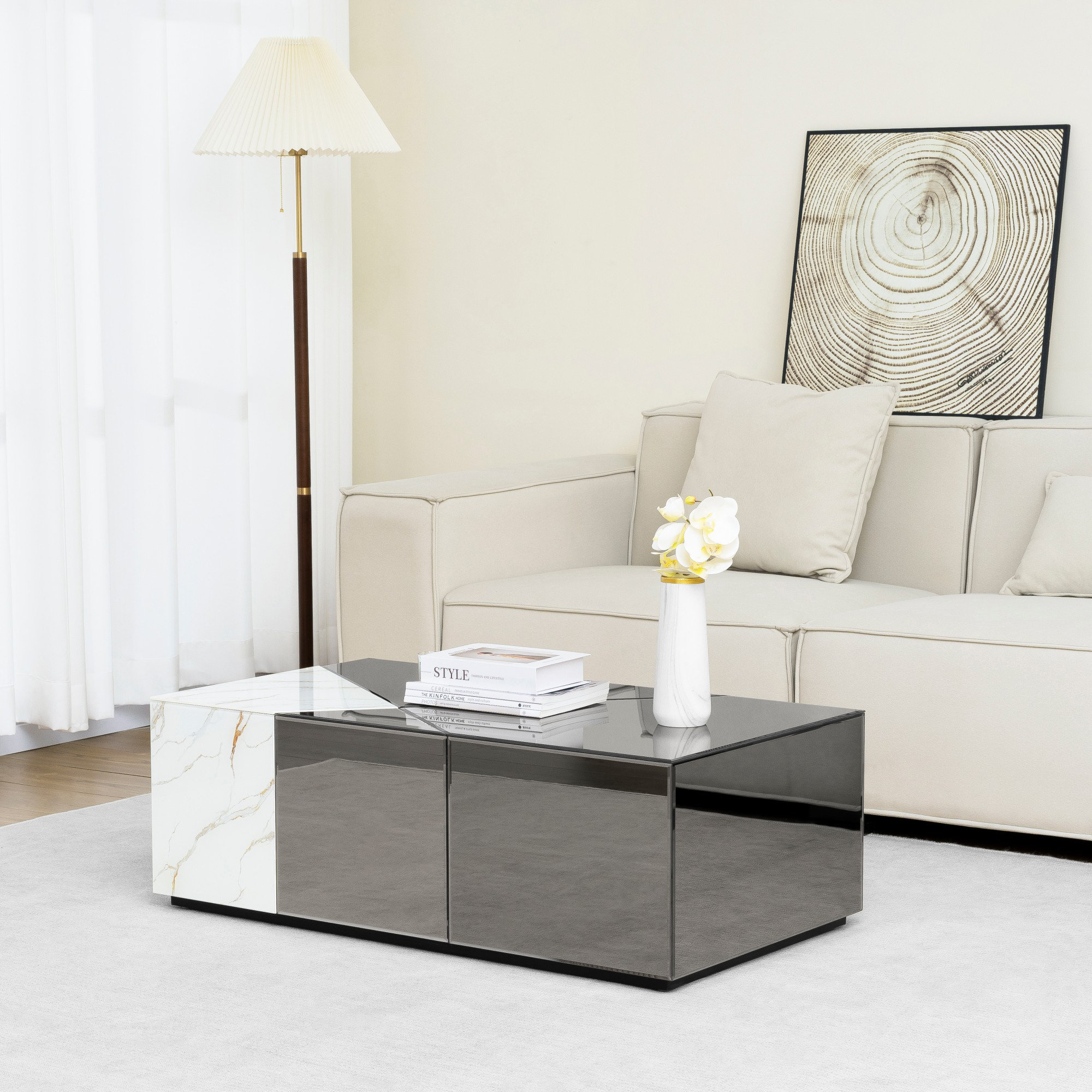 Mercer41 Mirrored Modern Block Coffee Table | Wayfair