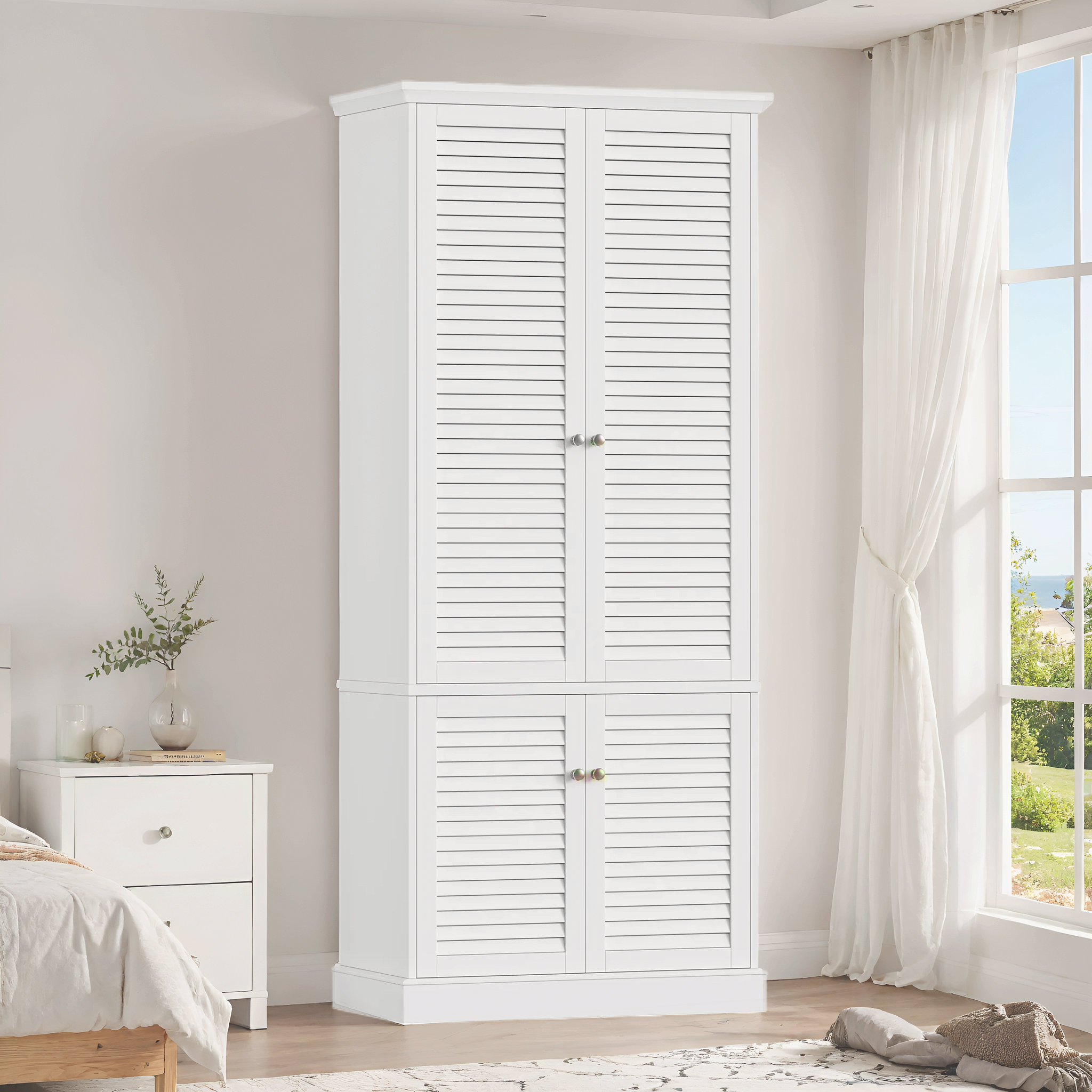 Lark Manor™ Anesca 4-Door Accent Cabinet with Shutter Doors - Multi ...