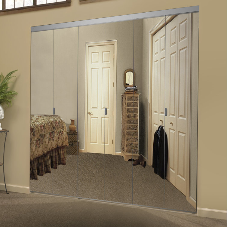 Custom Door and Mirror 96'' Solid + Manufactured Wood Mirrored Bi-Fold ...