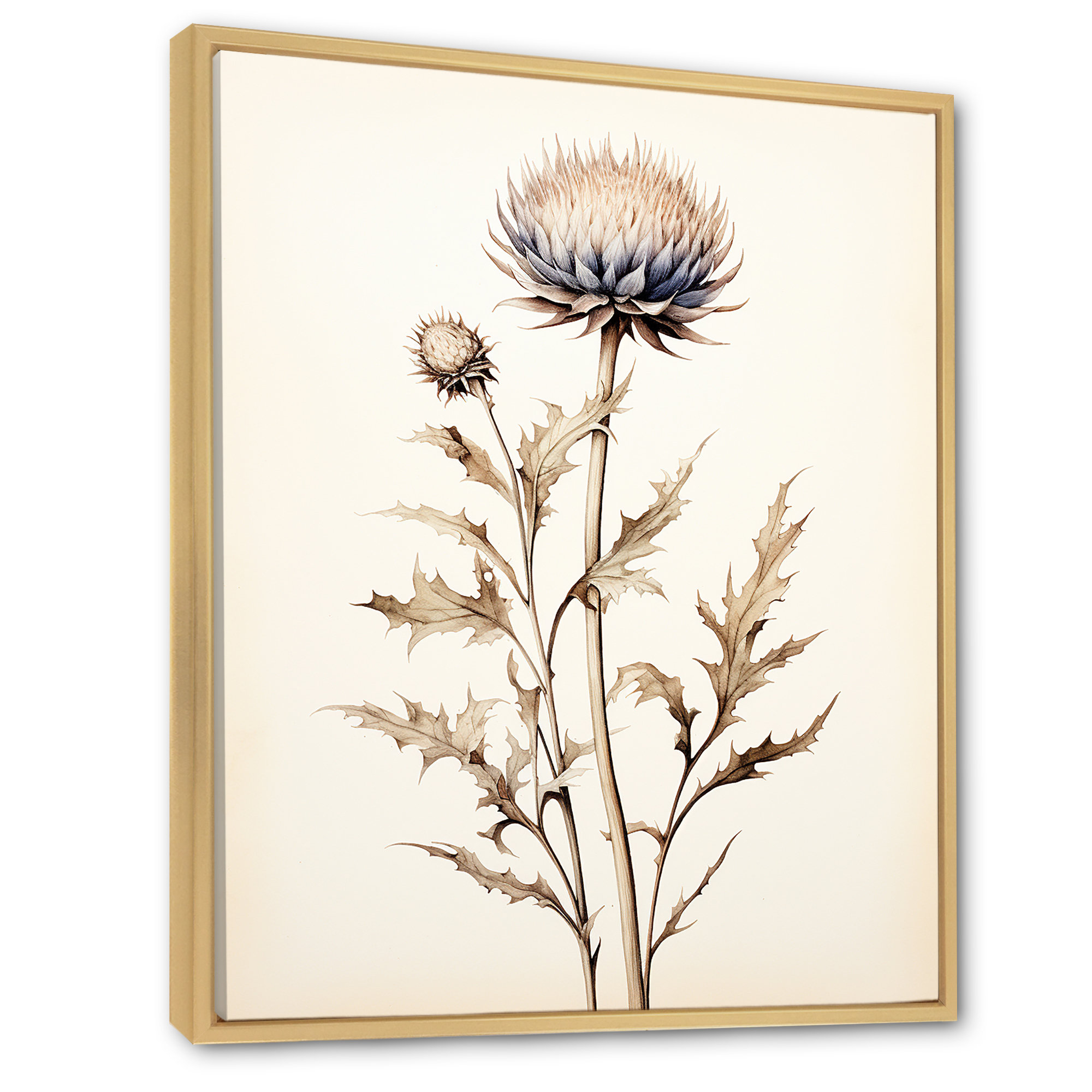 Design Art Beige Thistle Flower Stillness I - Thistle Wall Decor | Wayfair