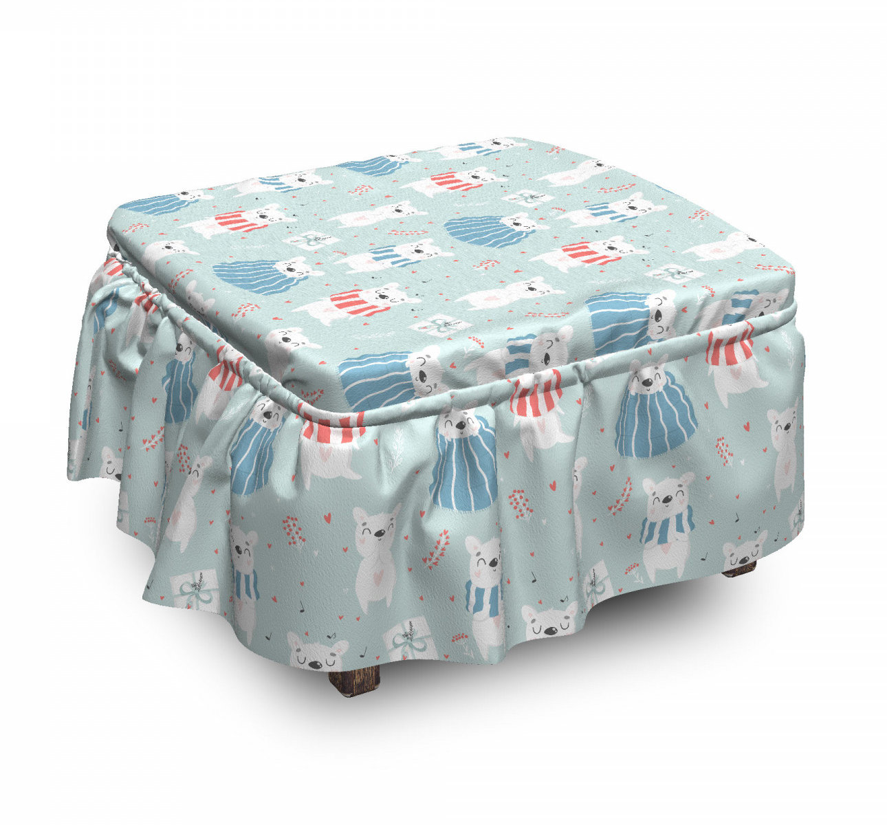 East Urban Home Ploar Bears Blankets Ottoman Slipcover | Wayfair