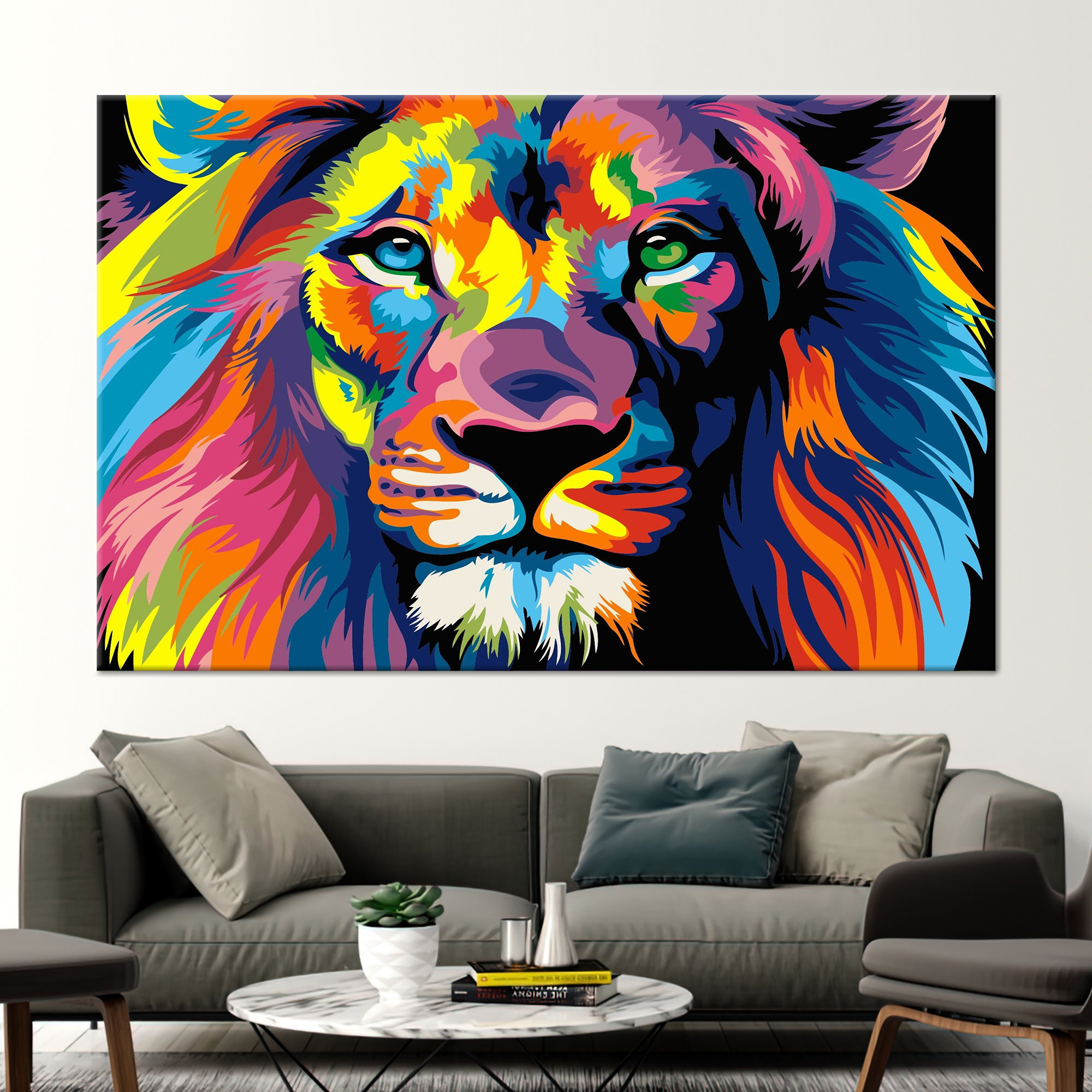 kayra export Large Modern Abstract Lion Wall Art - 3D Printed Canvas ...