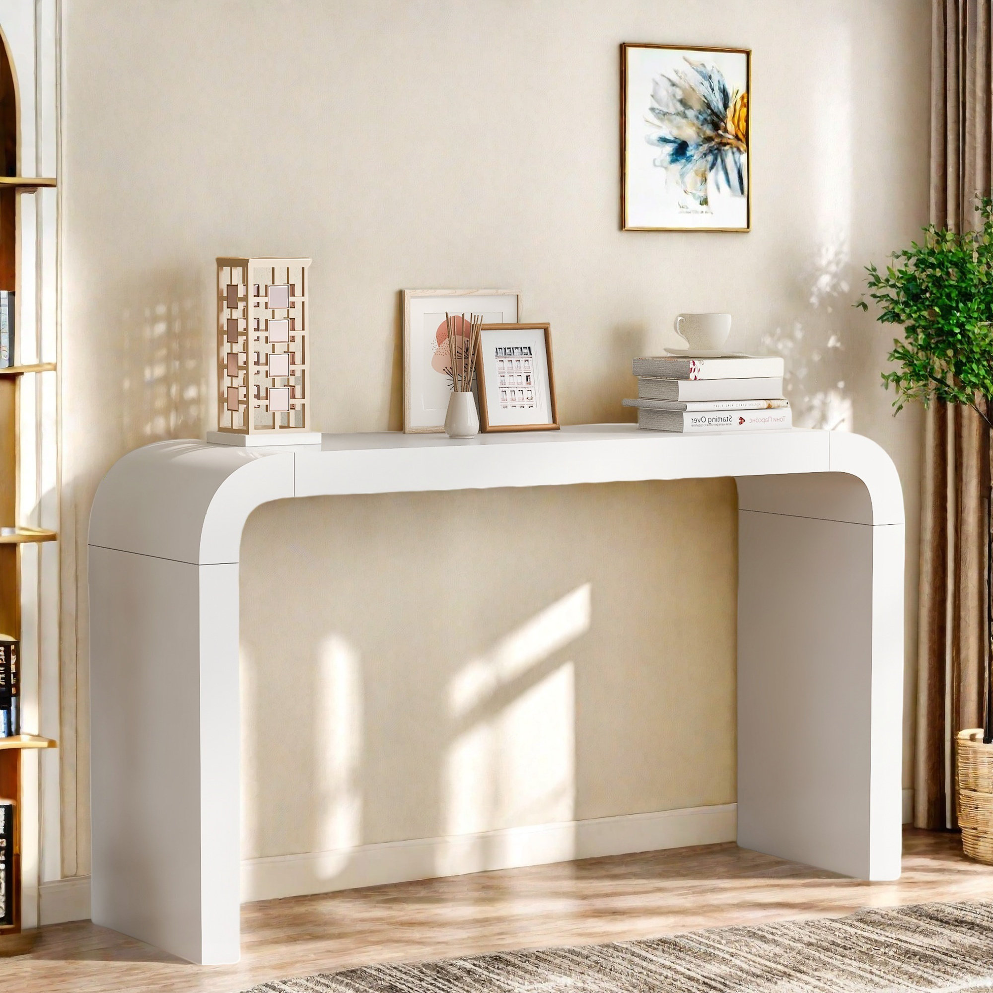 Latitude Run® Stylish Console Table With Two Legs And Curved Edge | Wayfair