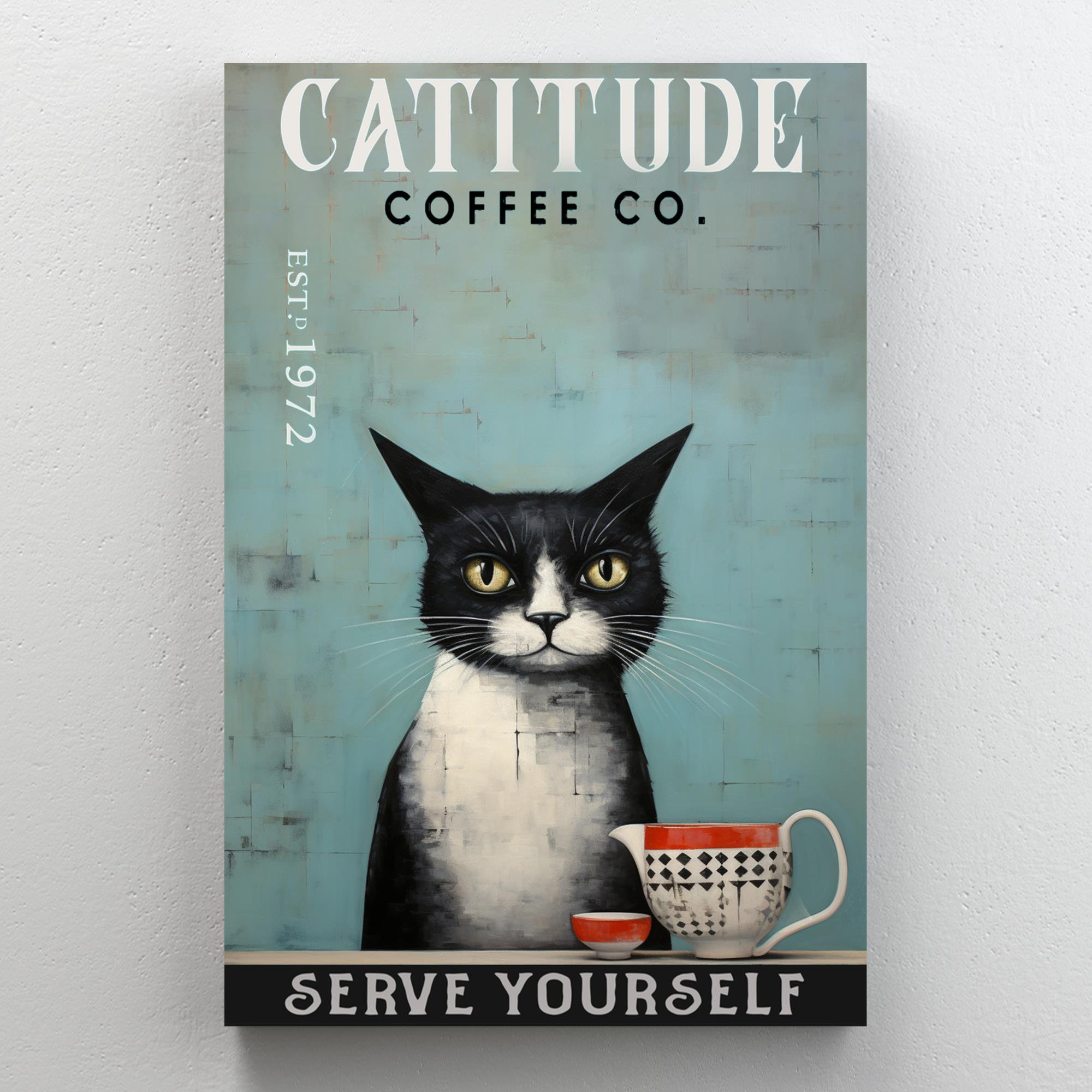 Trinx Catitude Coffee Co On Canvas Print | Wayfair