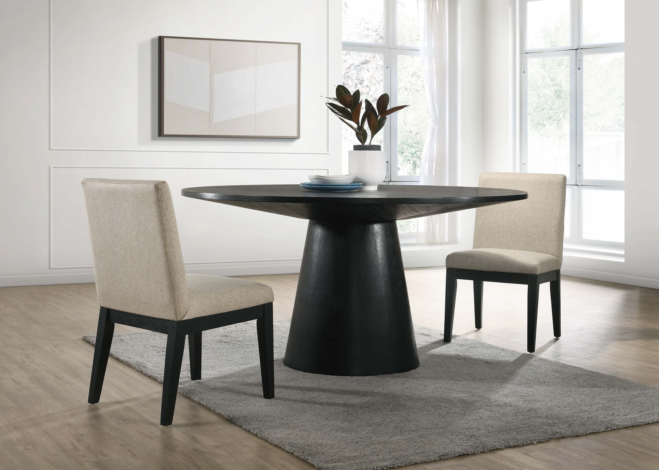 Corrigan Studio® Jasper Ebony Contemporary Round Dining Table Set With ...