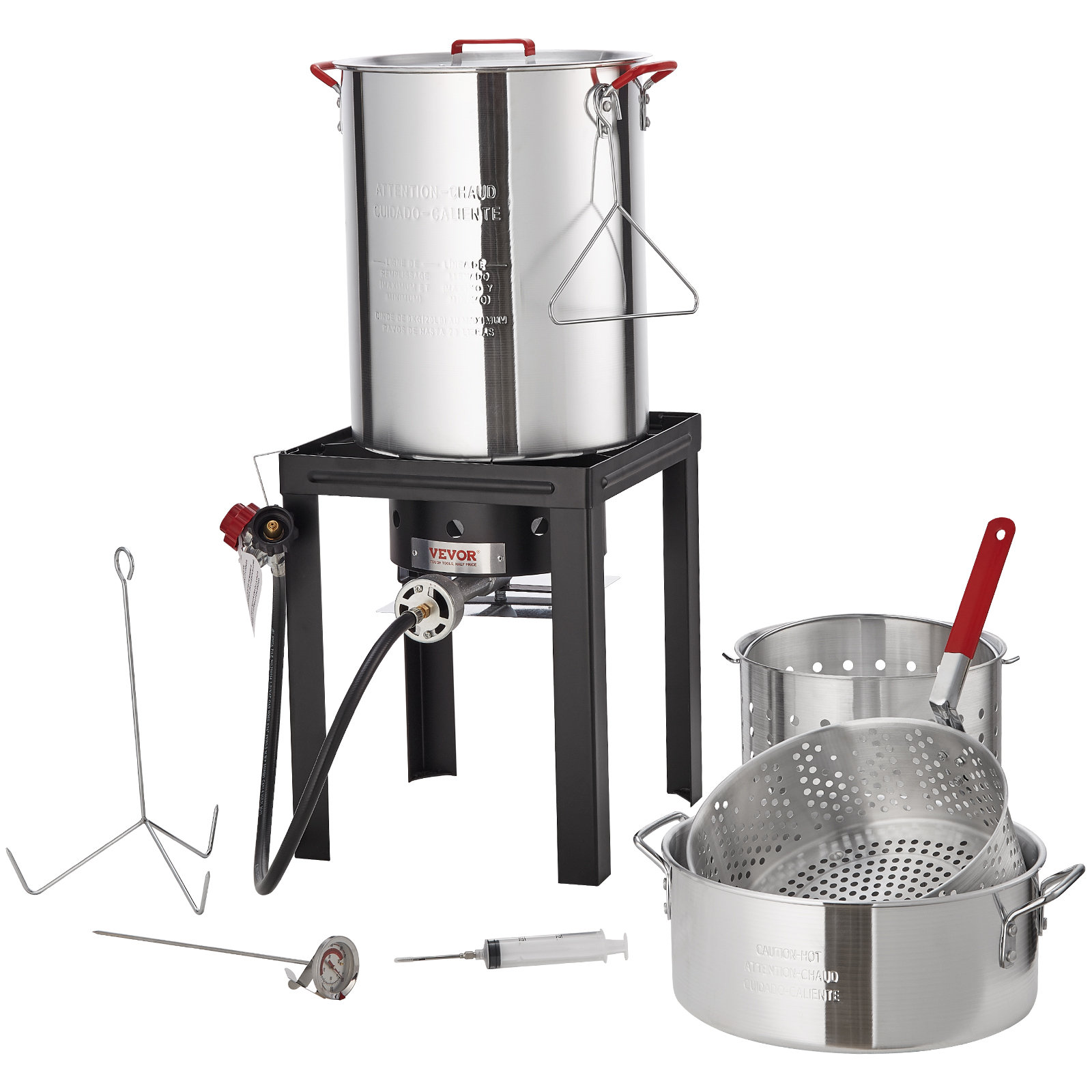 VEVOR Turkey Deep Fryer, 30-Qt Turkey & 10-Qt Fish Steamer Cooker Set ...