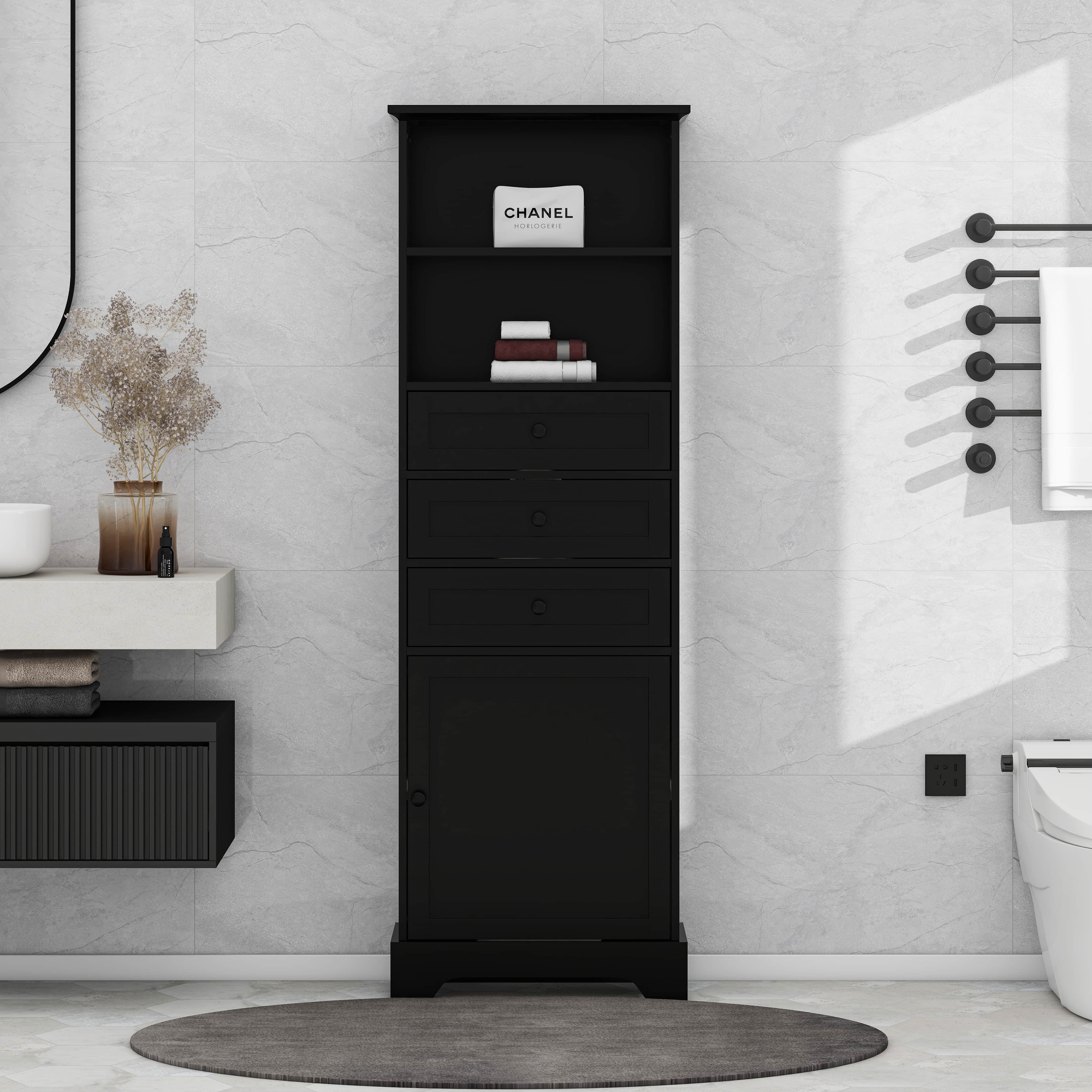 Cosmic Triangle Storage Cabinets With 3 Drawers & Adjustable Shelf ...