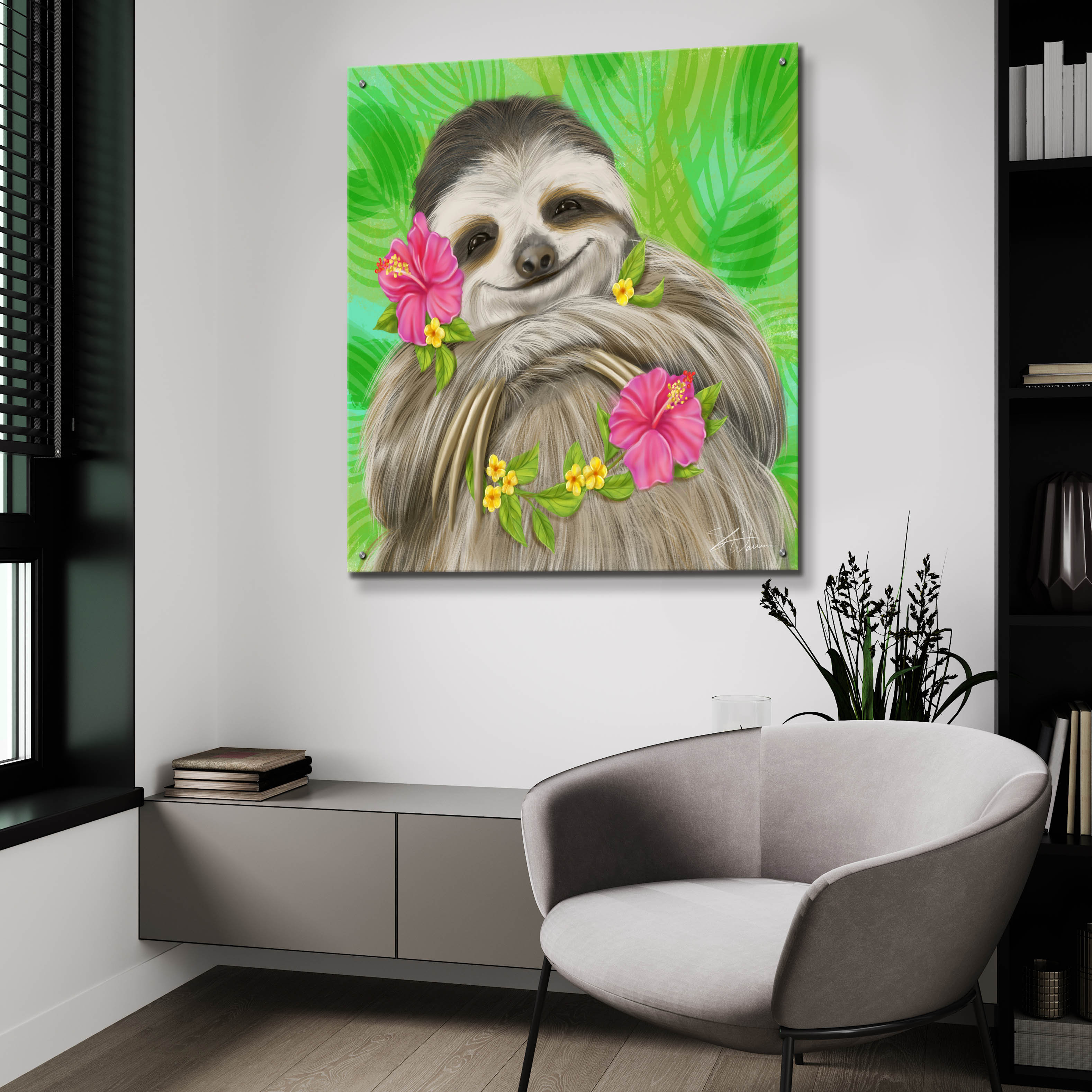 Ebern Designs 'Smiling Sloth' by Shari Warren Acrylic Glass Wall Art ...