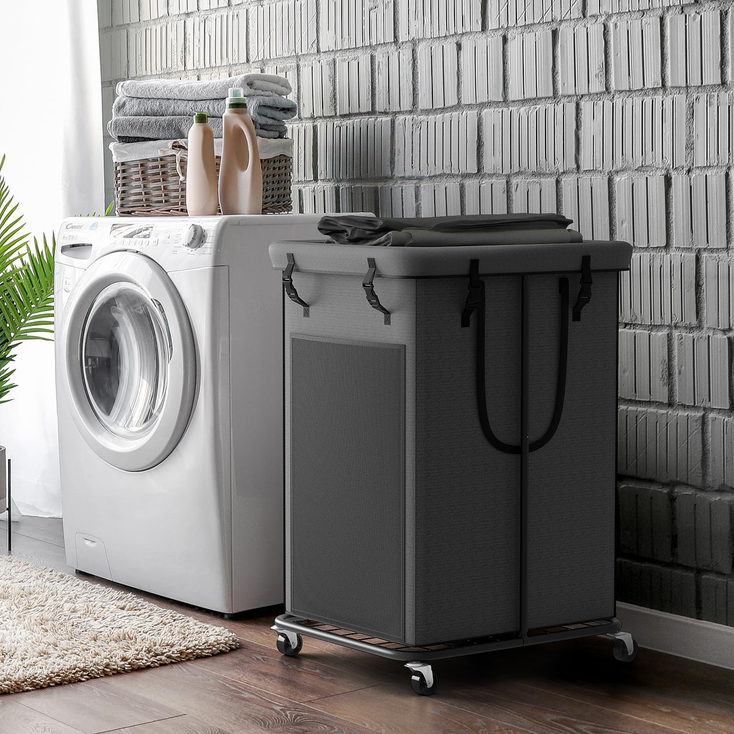 Rebrilliant 150L Large Laundry Hampers, Metal Frame And Removable Bag ...