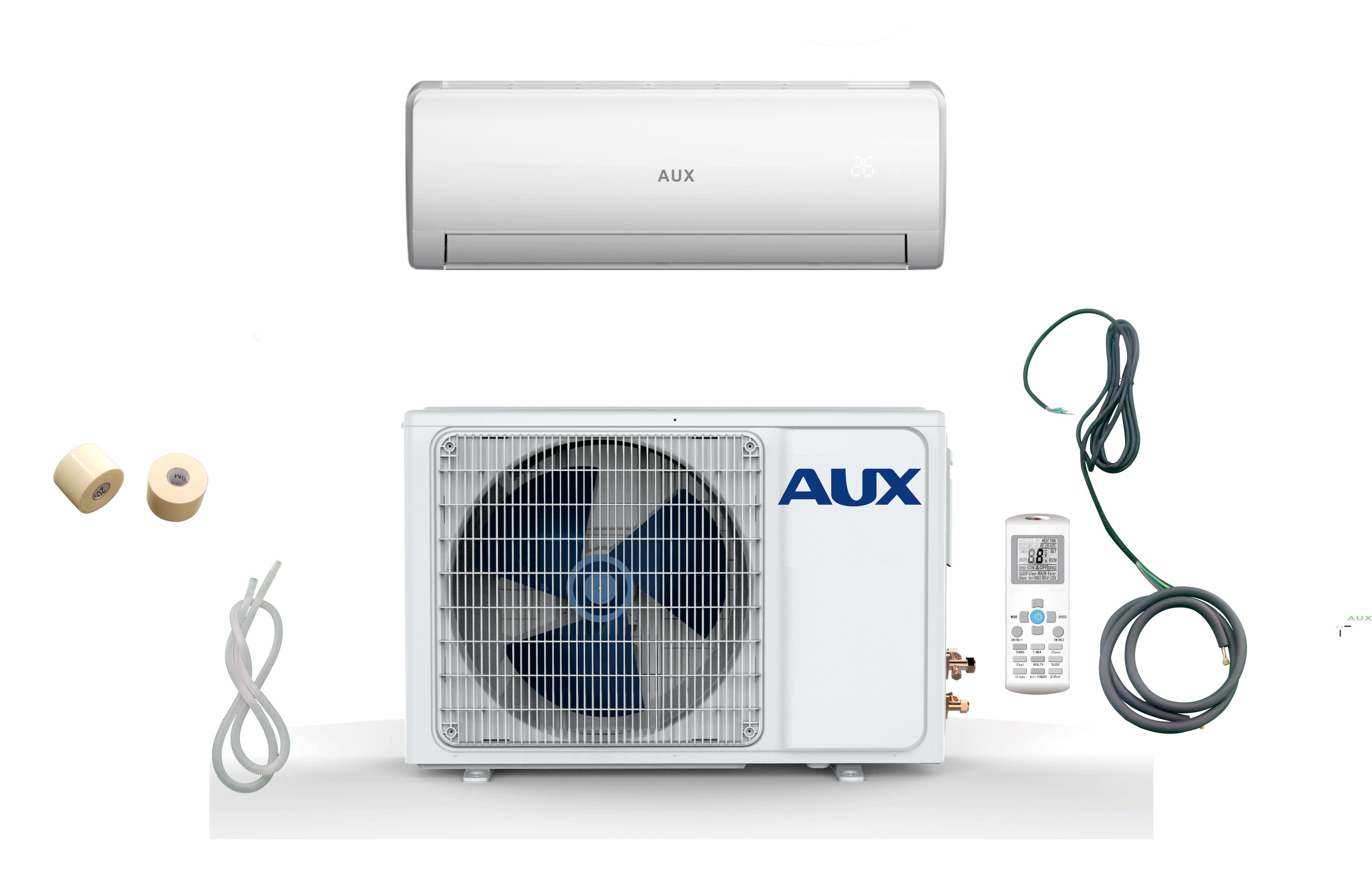 AUX 36,000 BTU Ductless Mini Split Air Conditioner with Heater, Remote ...