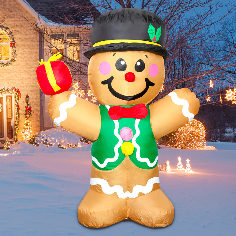 GOOSH Christmas Inflatable 5FT Inflatable Gingerbread Man Cute ...