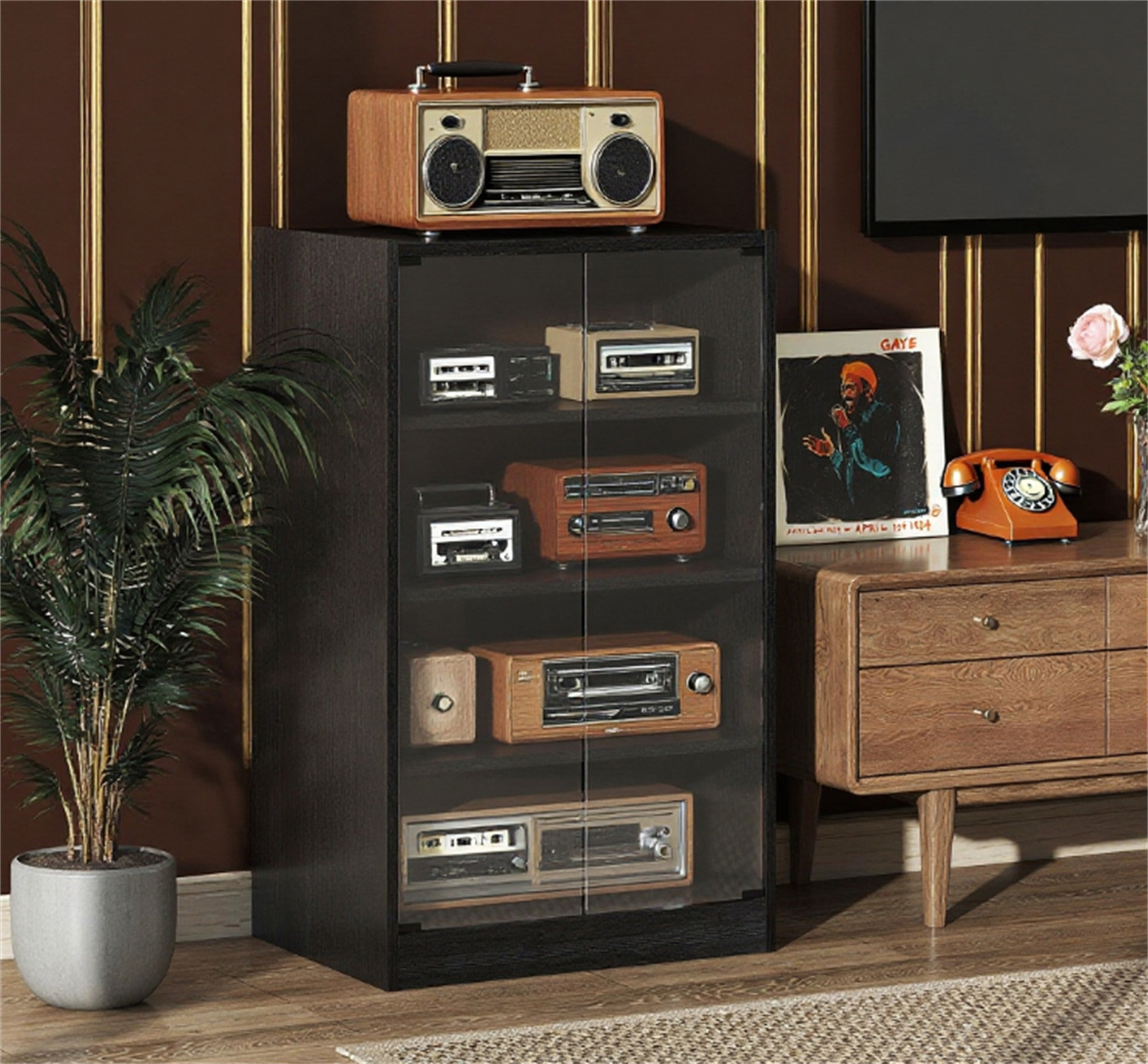 George Oliver Media Cabinet, Stereo Cabinet, Record Player Stand With ...