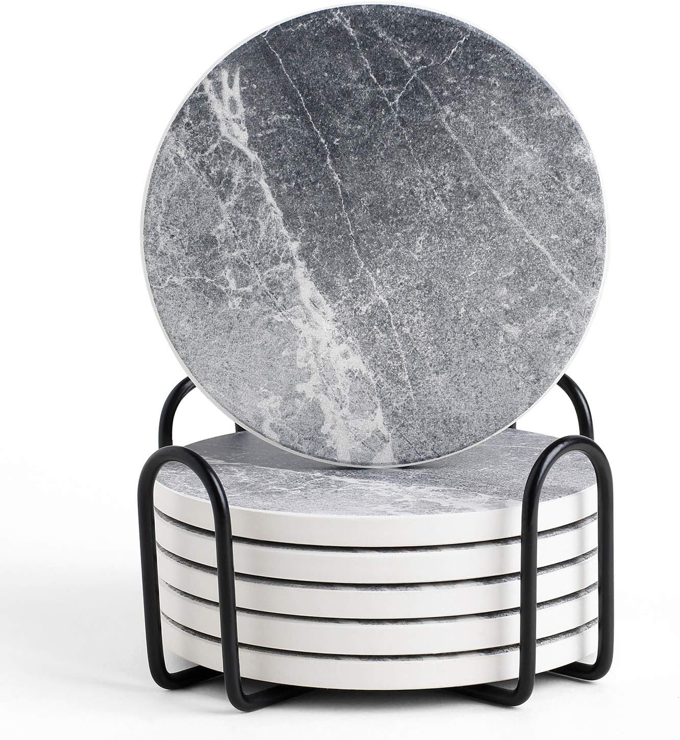 Brayden Studio® Round 6 Piece Coaster Set With Holder | Wayfair