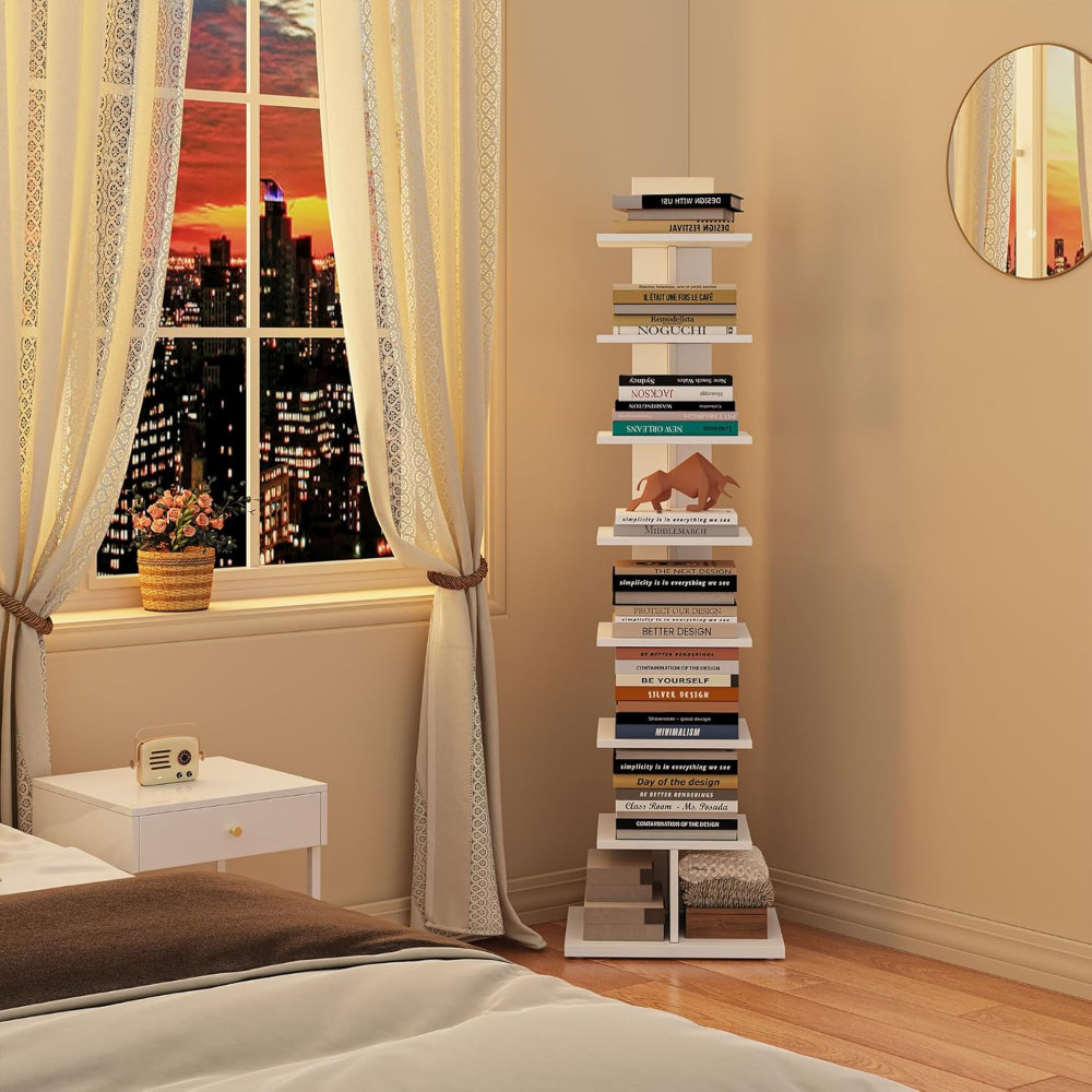Ivy Bronx 8-Tier Narrow Spine Vertical Bookshelf - Wayfair Canada