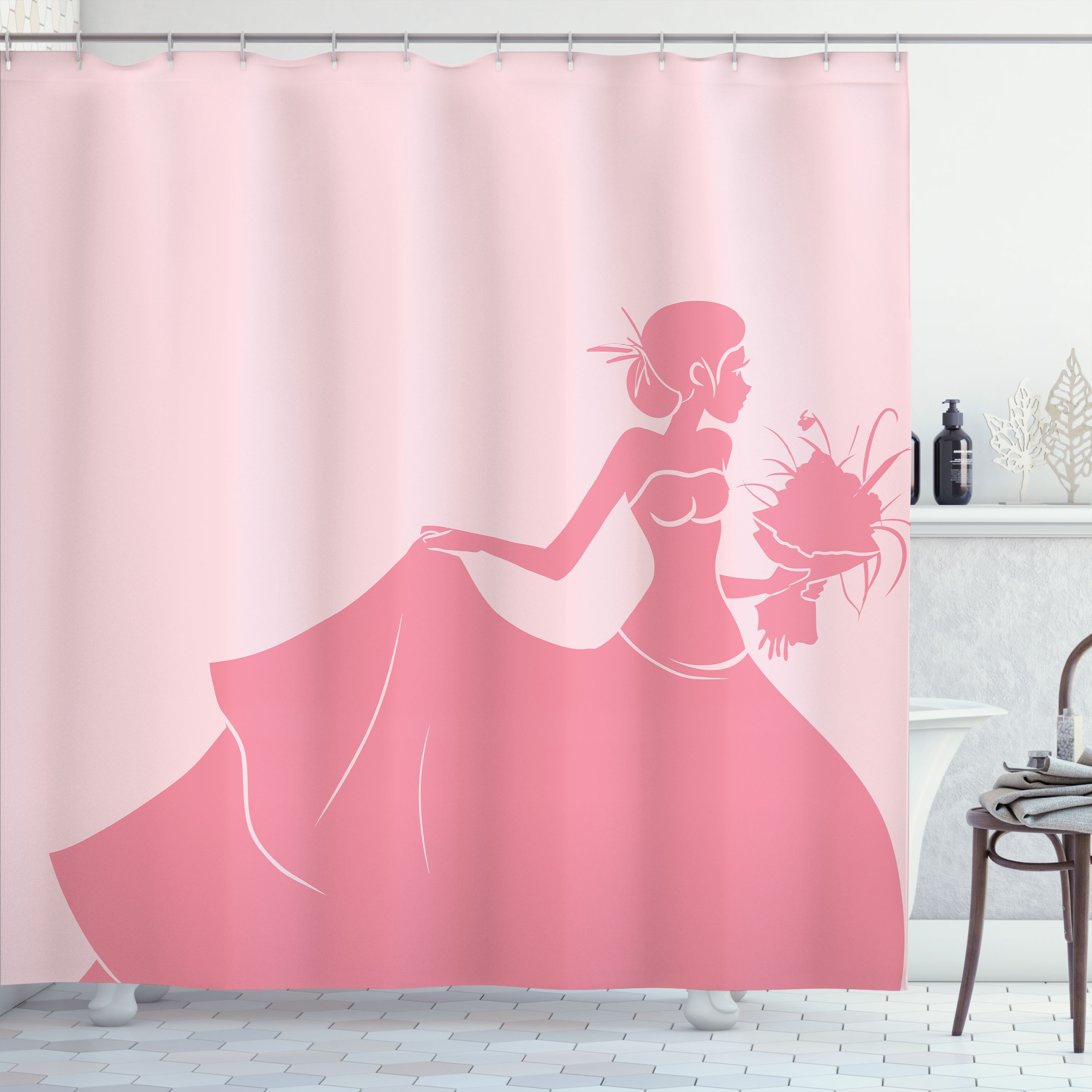 The Party Aisle™ Latitude Run® Pink Shower Curtain Pink Wedding Dress ...
