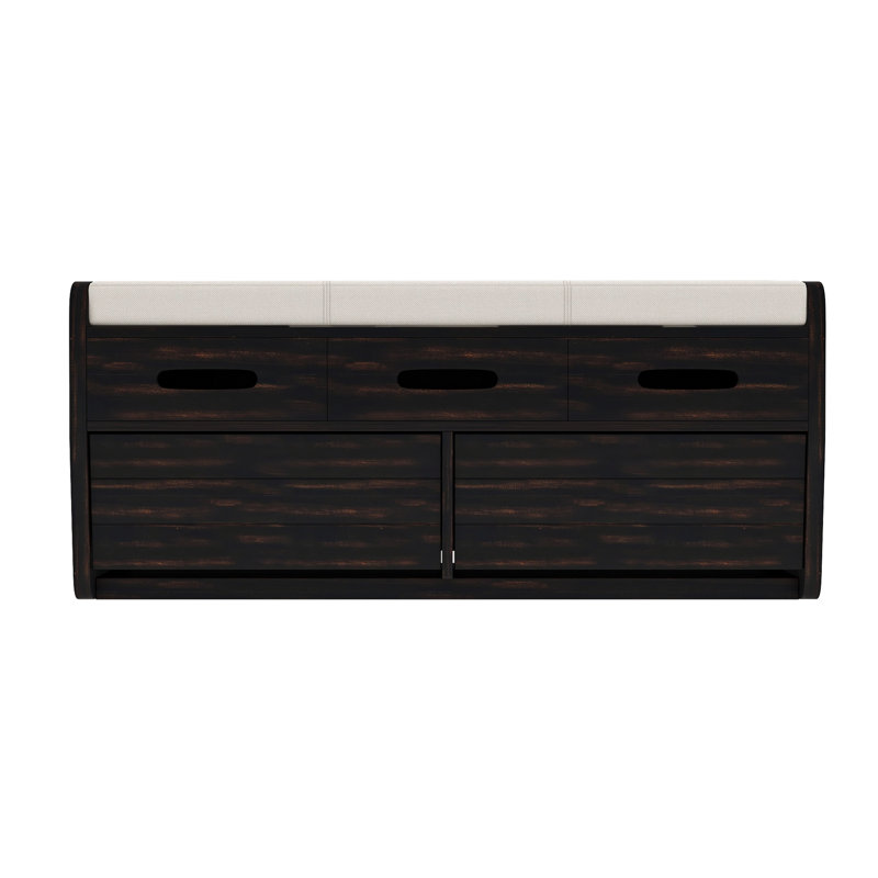 Lark Manor™ Careyann Rustic Wood Storage Bench with Removable Cushion ...