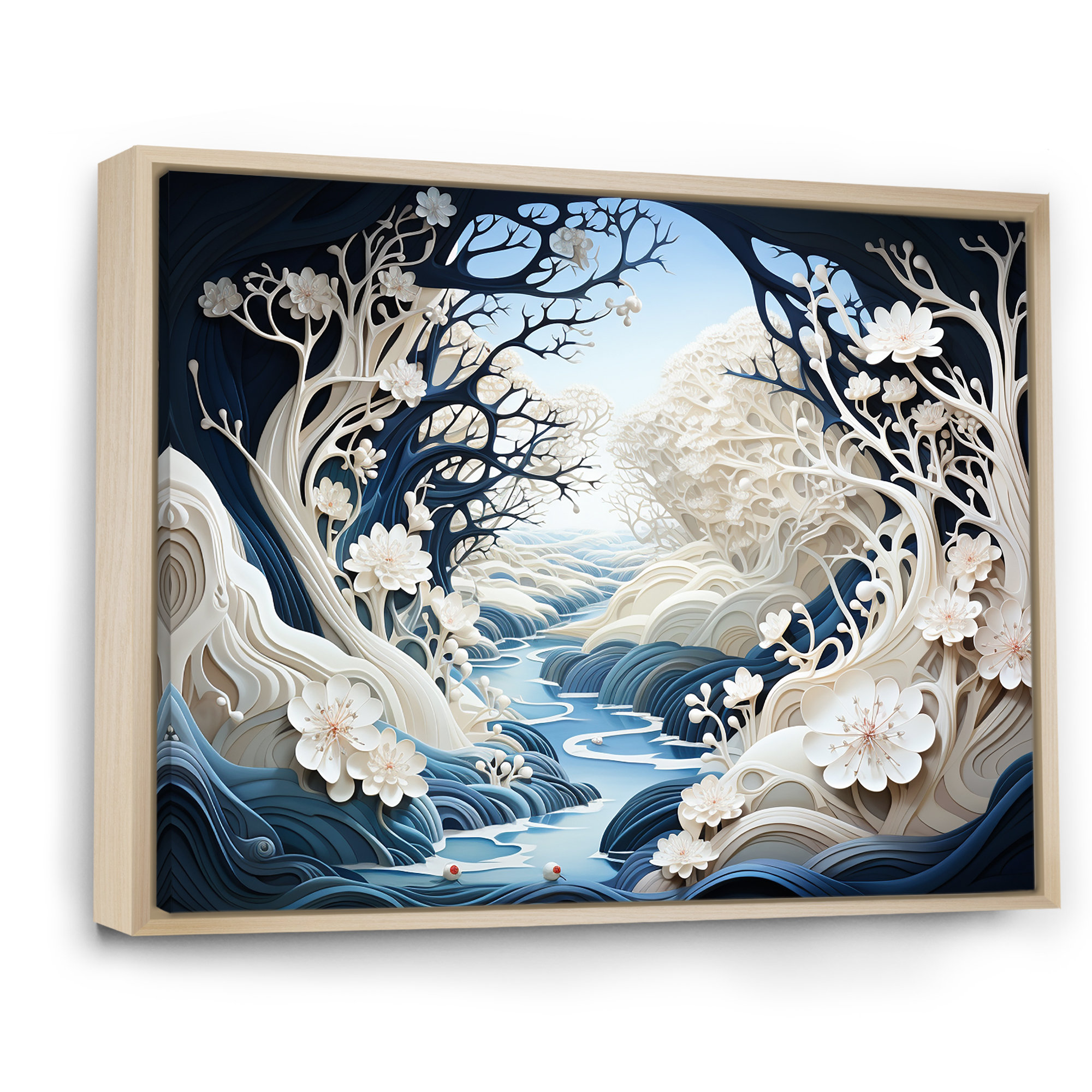 Design Art White And Blue River Collage - Lakes & Rivers Wall Art ...