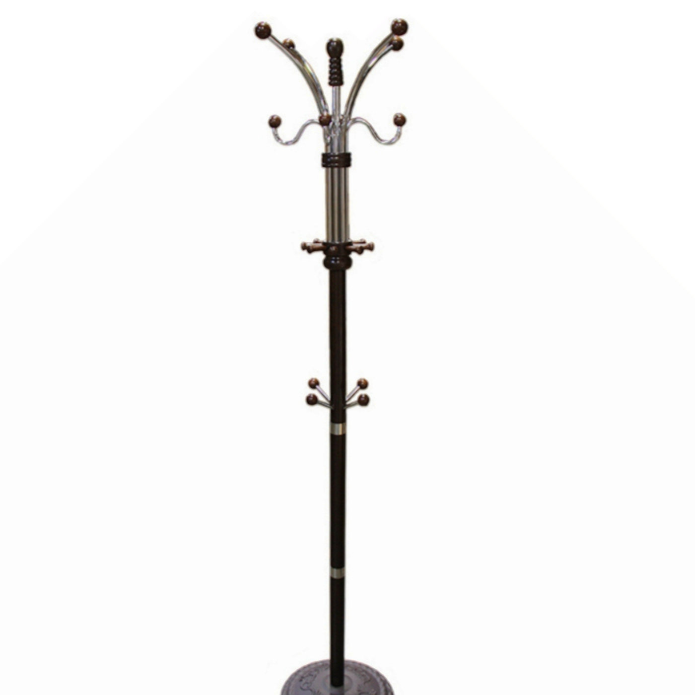 Ebern Designs 73" Tall Chrome and Wood Coat Rack | Wayfair