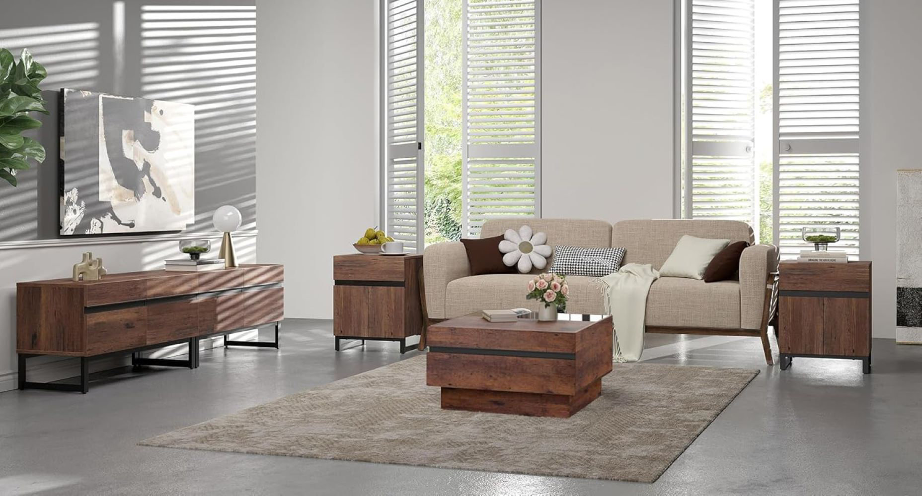 Latitude Run® Nellie Modern Living Room Table Sets, 70 Inch TV Stand ...