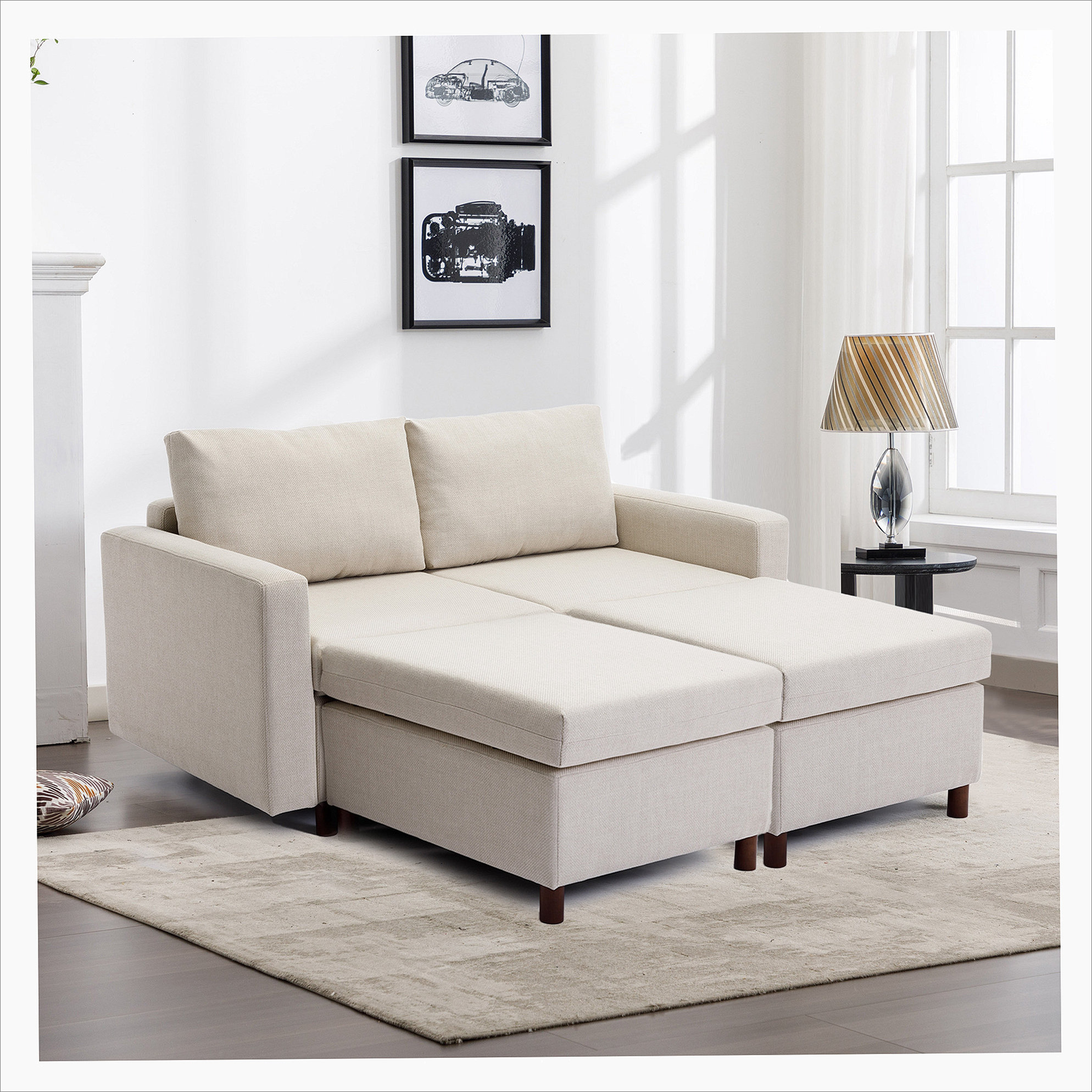 Latitude Run® 2 Seat Module Sectional Sofa Couch With 2 Ottoman for ...