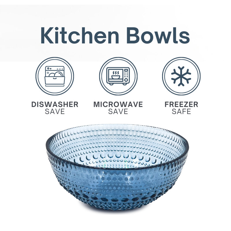Ivy Bronx 6 Piece Blue Hobnail Bowl Set – Kitchen Bowls | Wayfair
