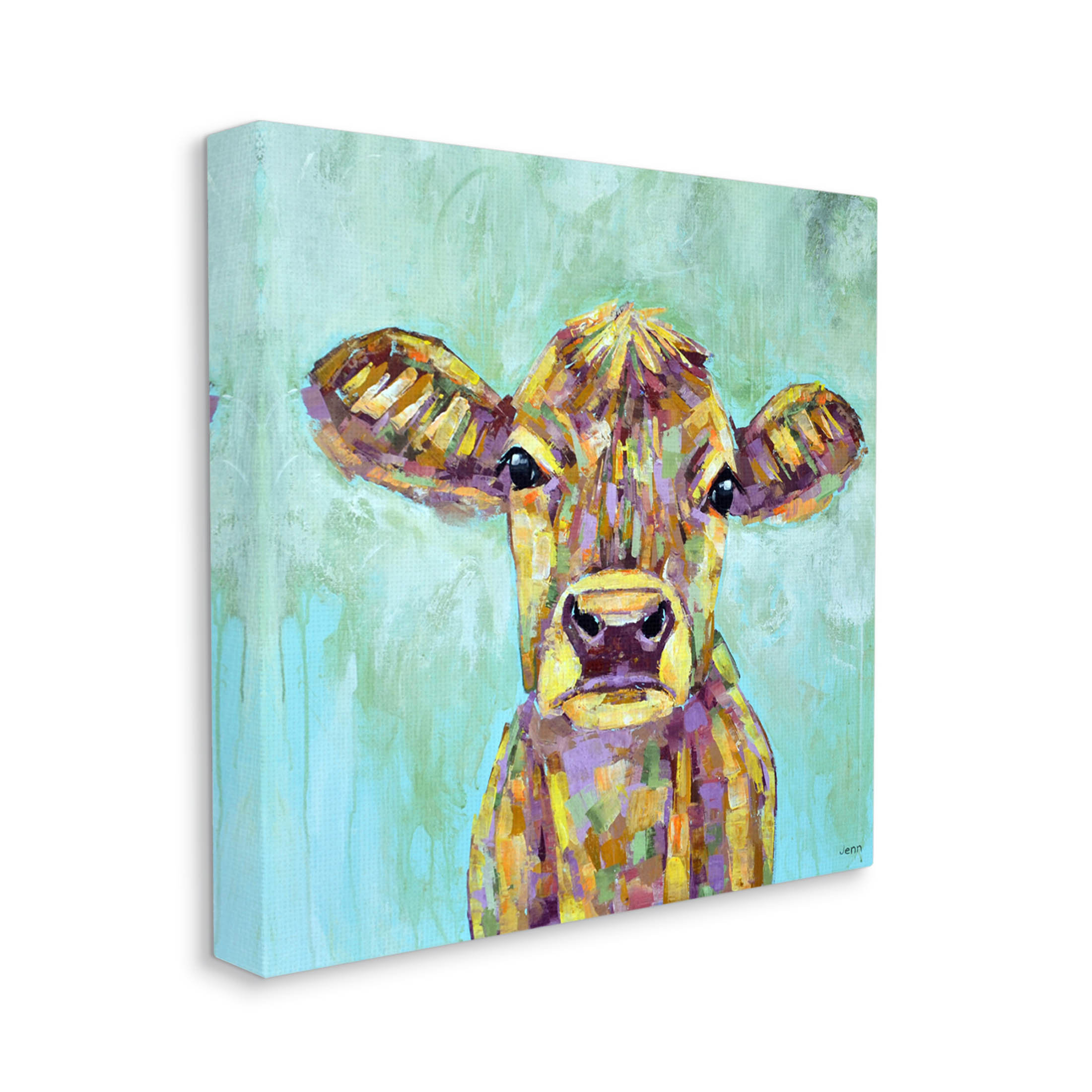 Stupell Industries Modern Cow Farm Animal Portrait Canvas Wall Art By ...