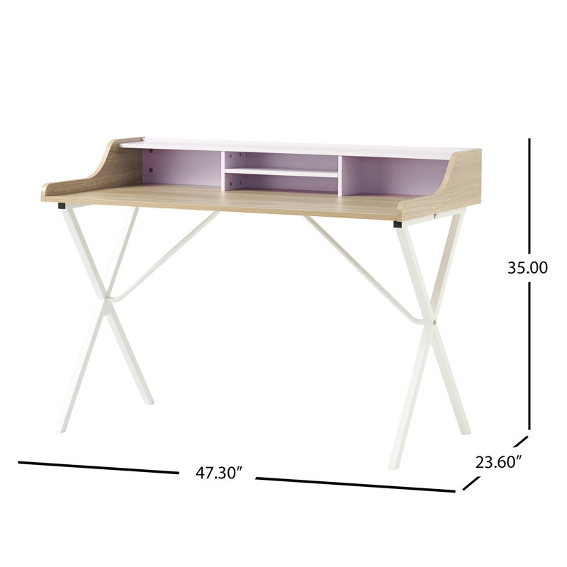 Ebern Designs White Wood Writing Desk with Metal Base "& Reviews" | Wayfair