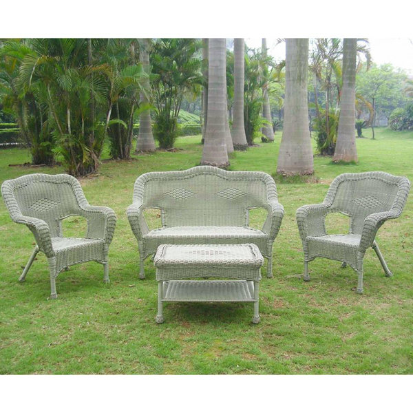 Bay Isle Home Wicker Resin Steel 4 Piece Lounge Seating Group & Reviews ...