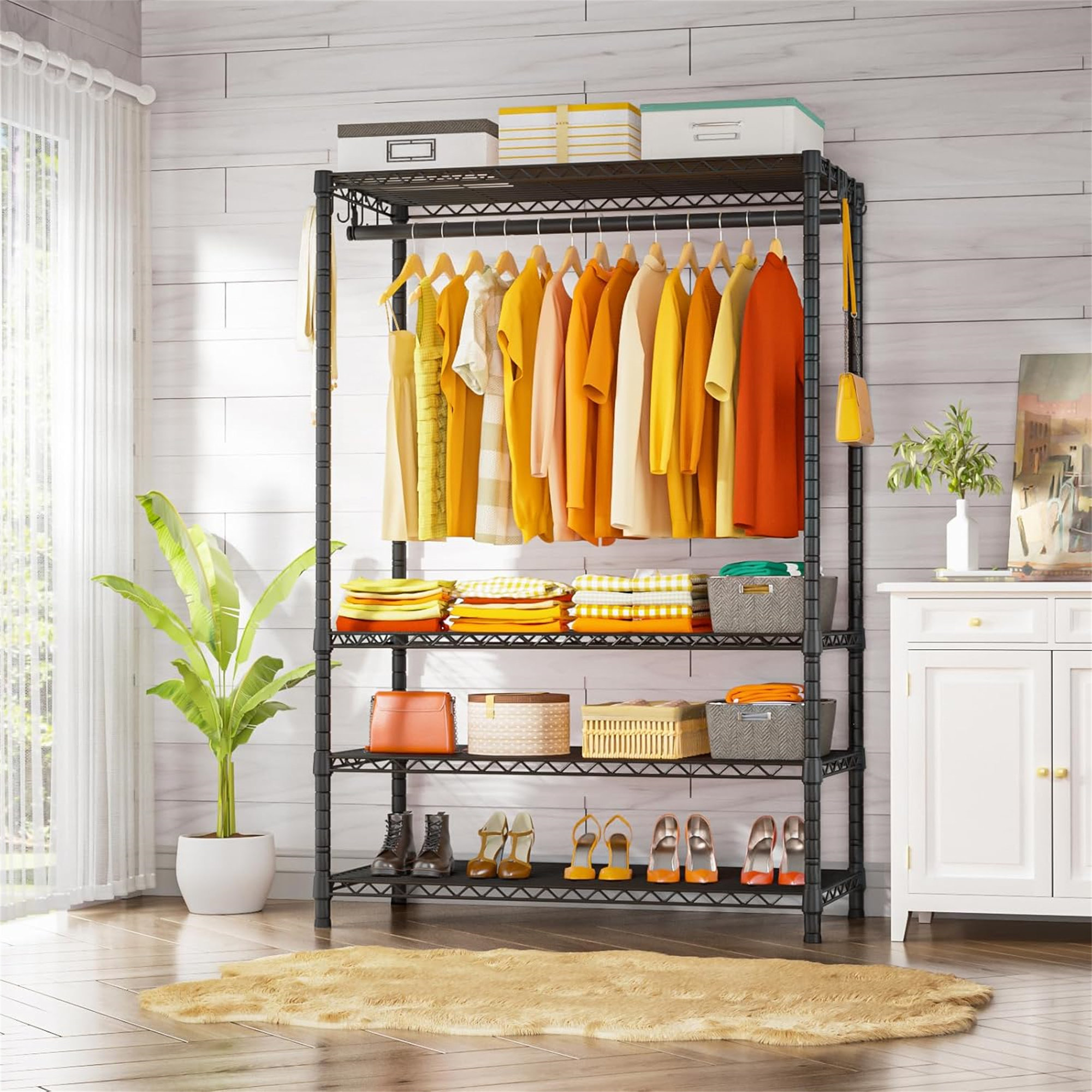 SUBORM H4 Plus Portable Closet, 522 lb. Load Capacity, 4-Shelf Clothes ...