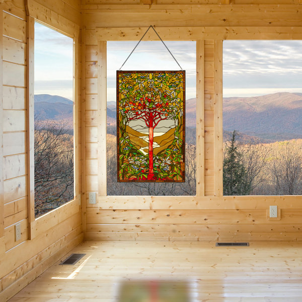 Bloomsbury Market 48"H Grand Tree Tiffany-Style Stained Glass Window ...