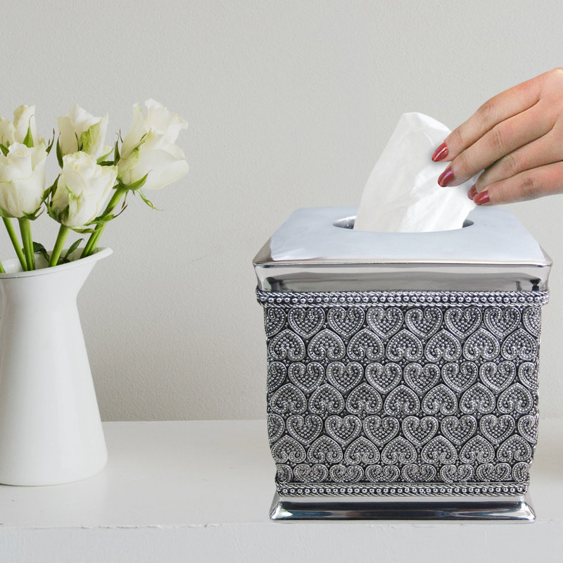 House of Hampton® Rymer Beaded Heart Boutique Tissue Box Cover ...