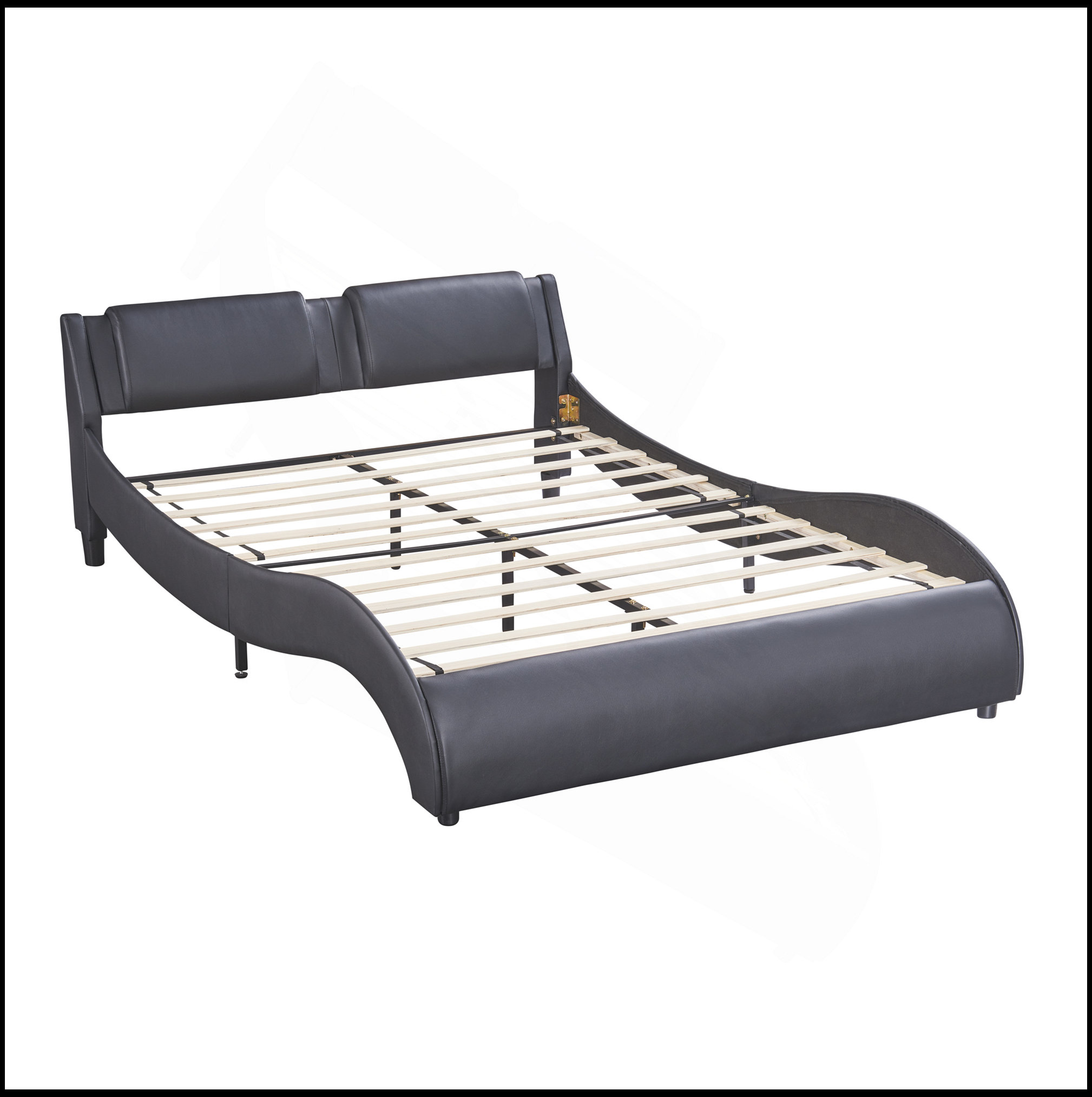 Wrought Studio™ Full Size Upholstered Faux Leather Platform Bed With ...