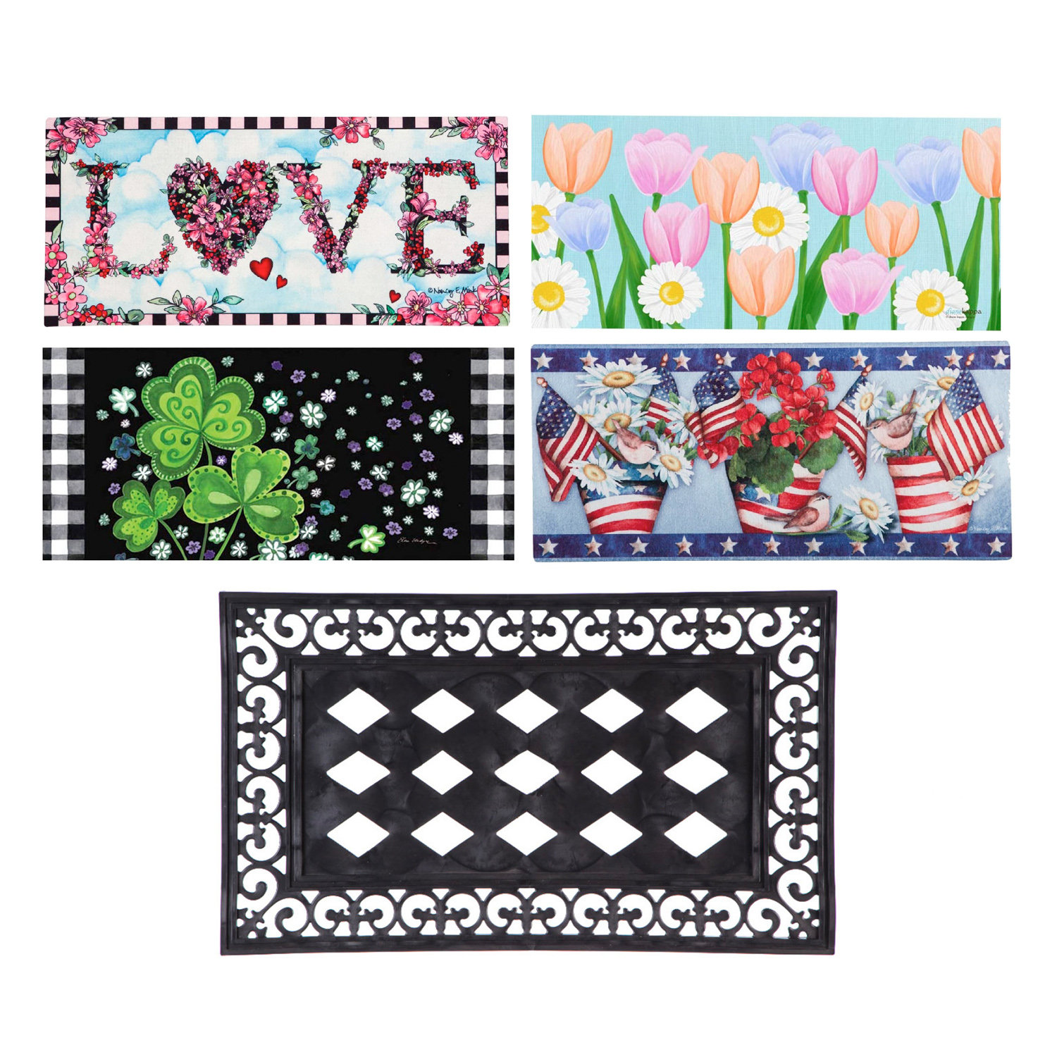 Evergreen Enterprises, Inc Sassafras 5 Piece Insert Mat Set with 4 ...