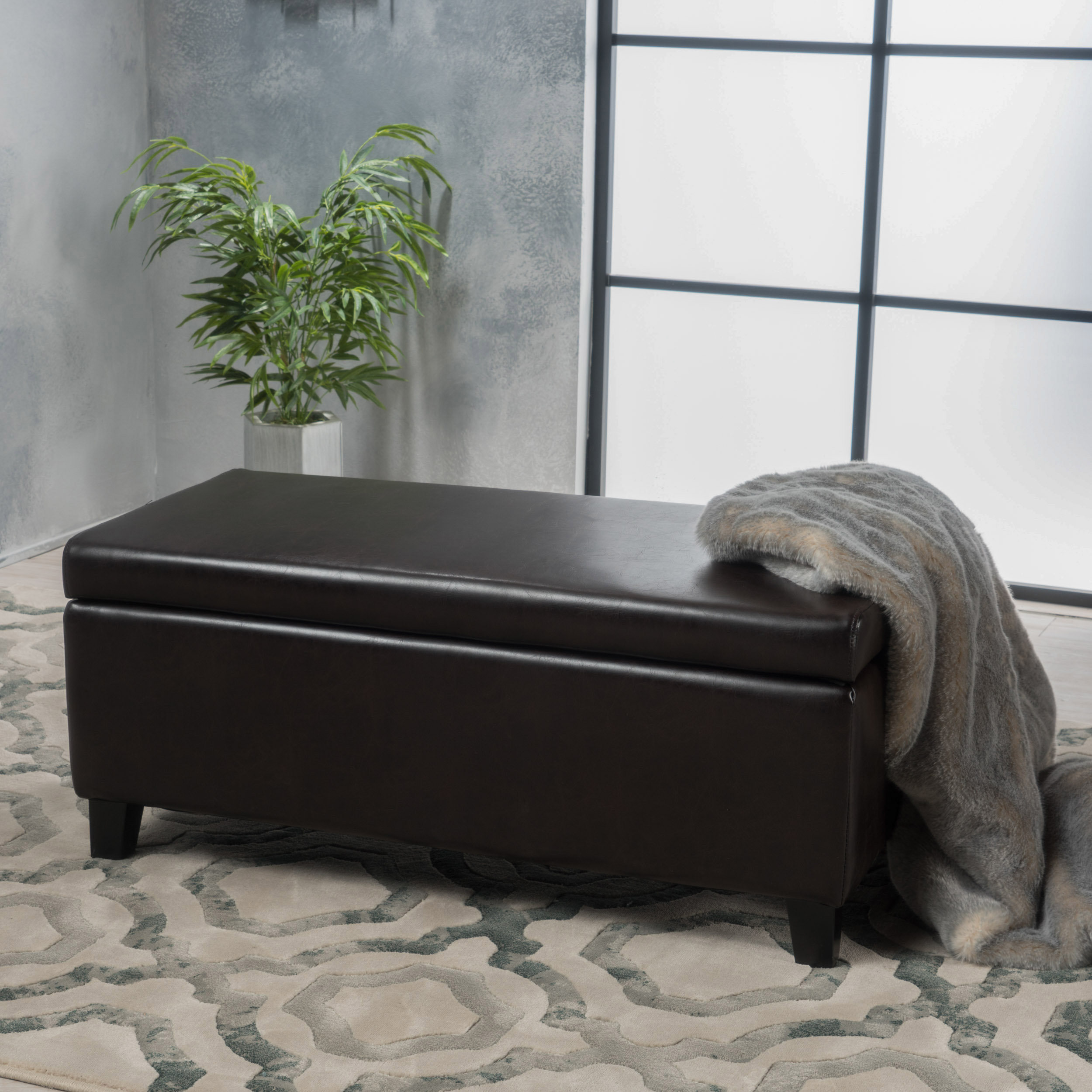 Ebern Designs Ingerson 39" Wide Rectangle Ottoman with Storage ...